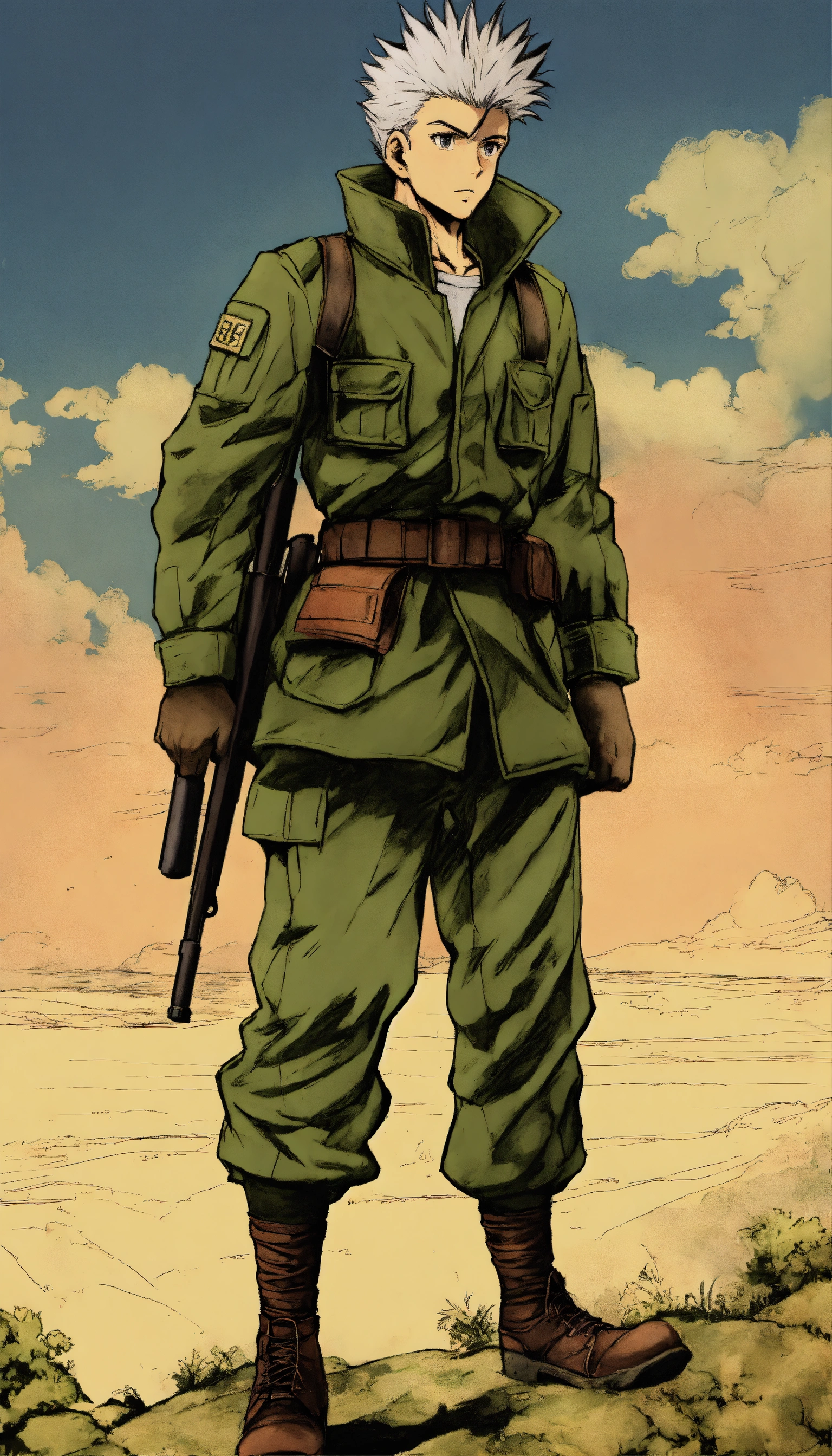 Lexica - Old manga style soldier guerilla in hunter x Hunter style