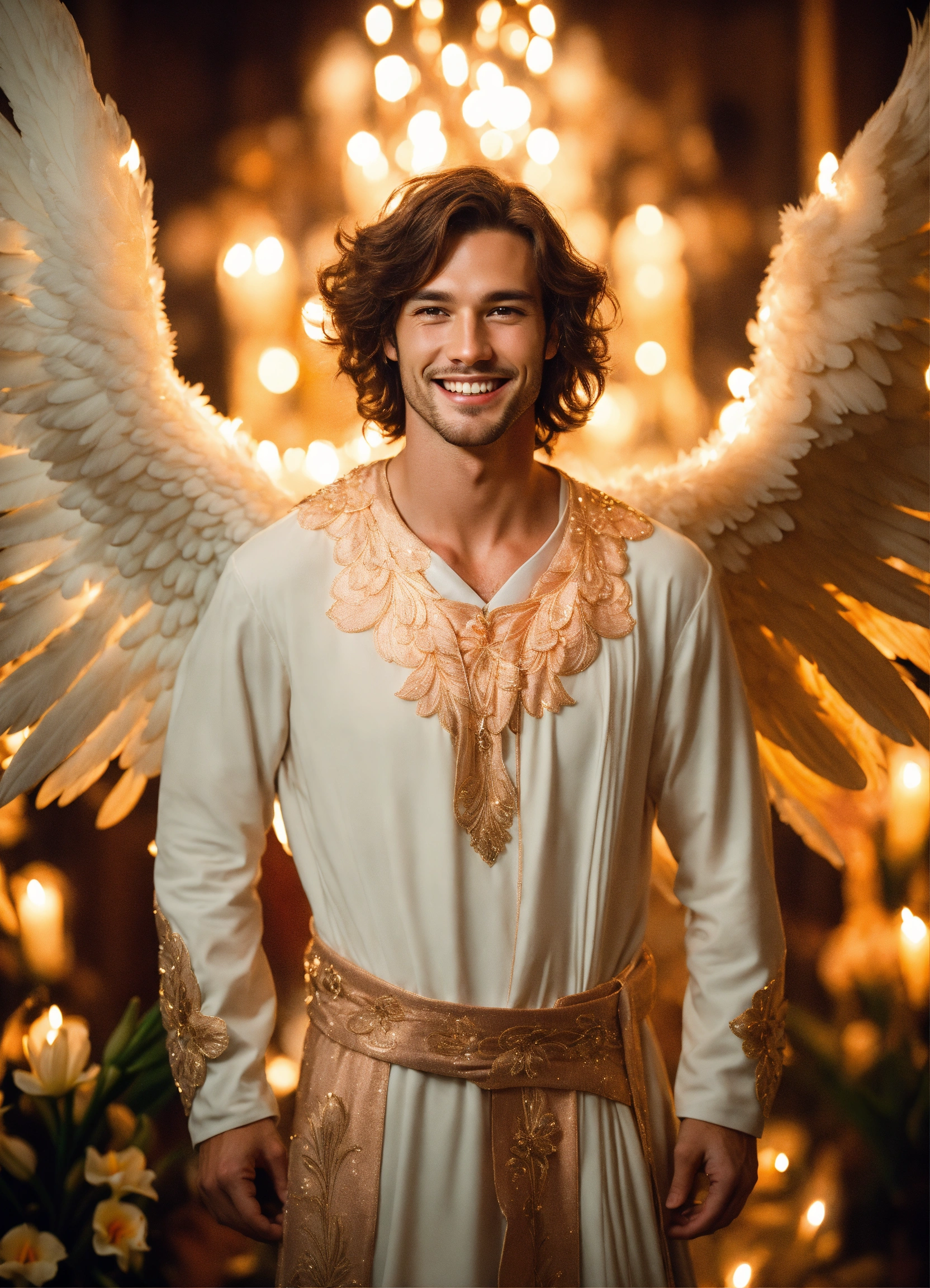 Lexica - 3/4 photo portrait of happy, handsome happy masculine ...