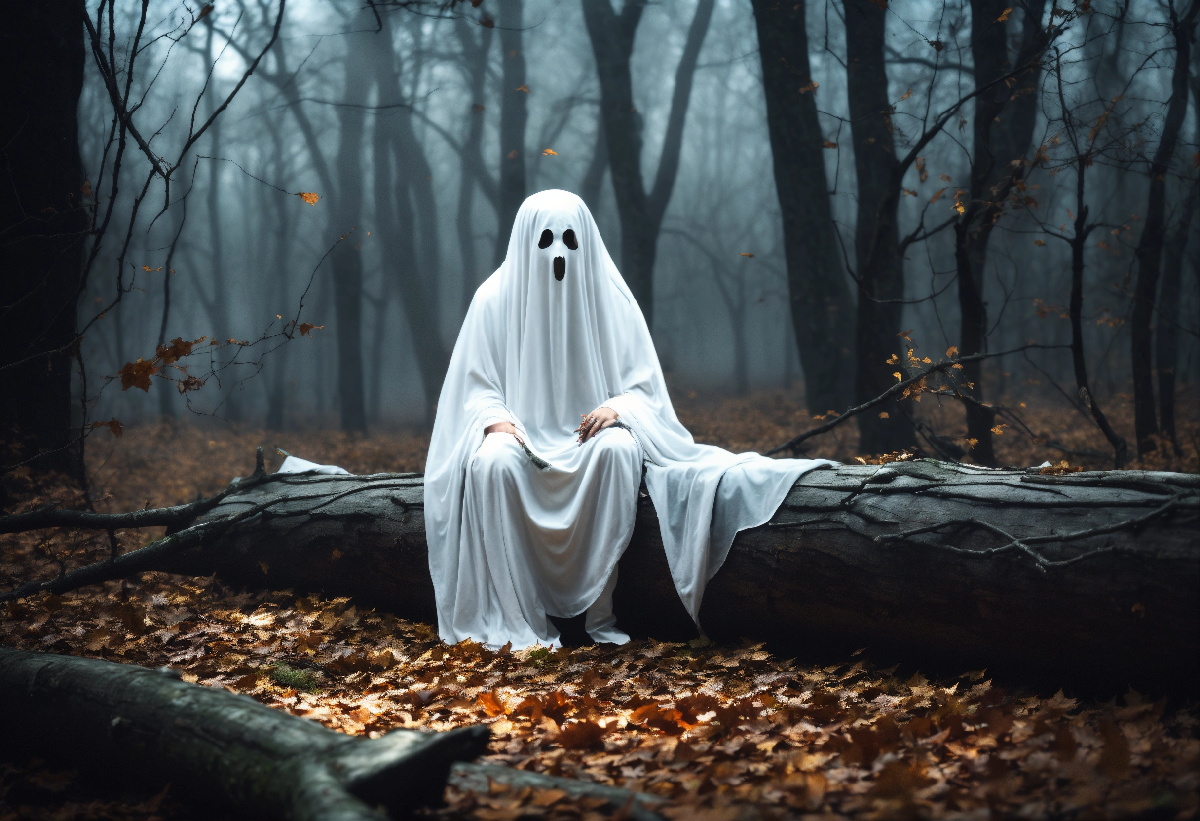 Lexica - Create a digital art piece featuring a white ghost sitting on ...