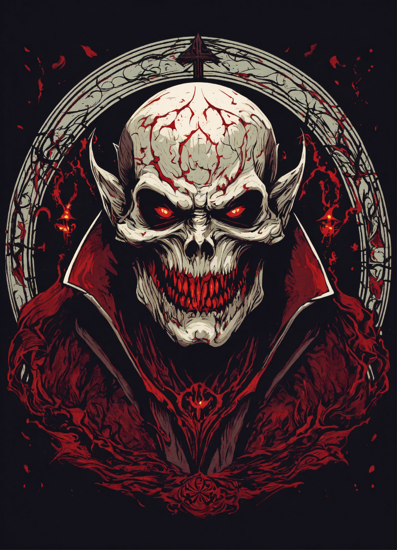 Lexica - EVIL SCARY OMINOUS Vampire in a circle, tshirt design, retro ...