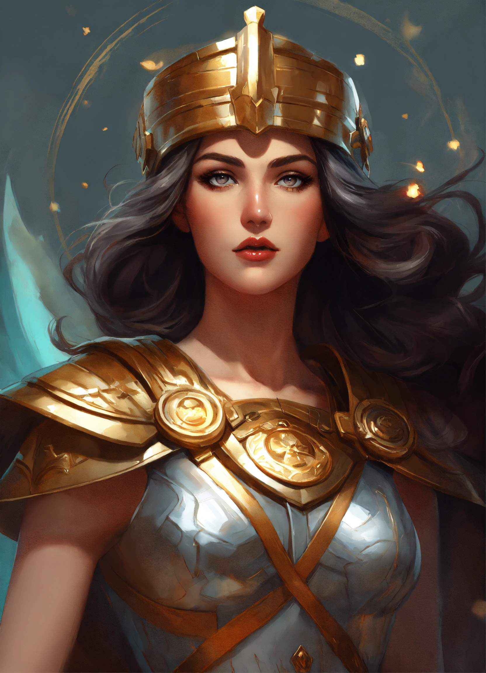 Lexica - Goddess Athena, volumetric cartoon oil paint, gray eyes, dark ...