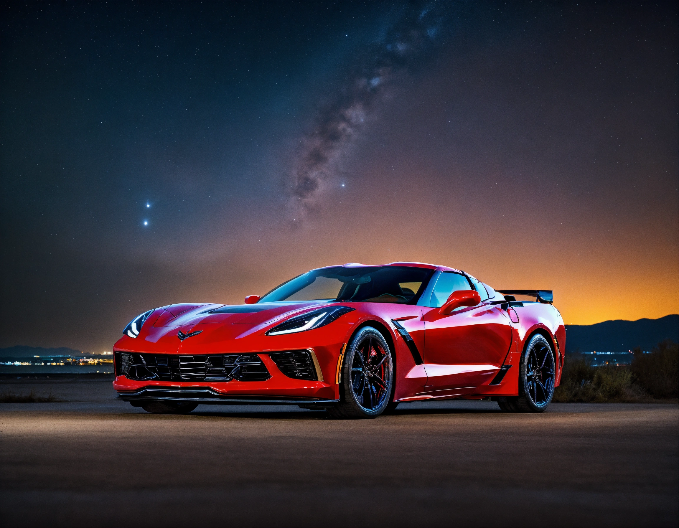 Lexica - Photorealistic color portrait of a 2022 chevy corvette against ...