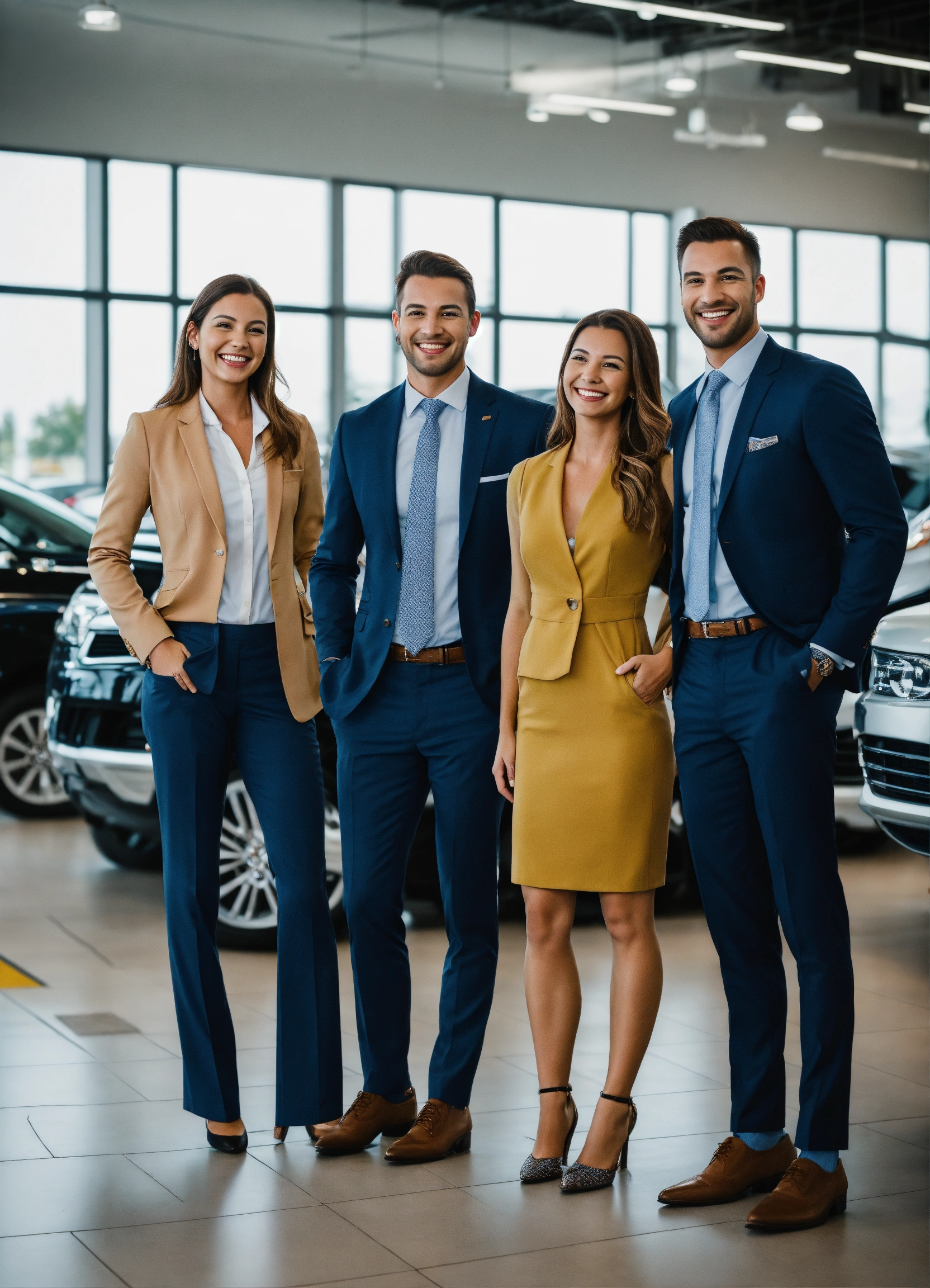 Lexica - Candid photo at a car dealership of 2 women and 2 men. The ...