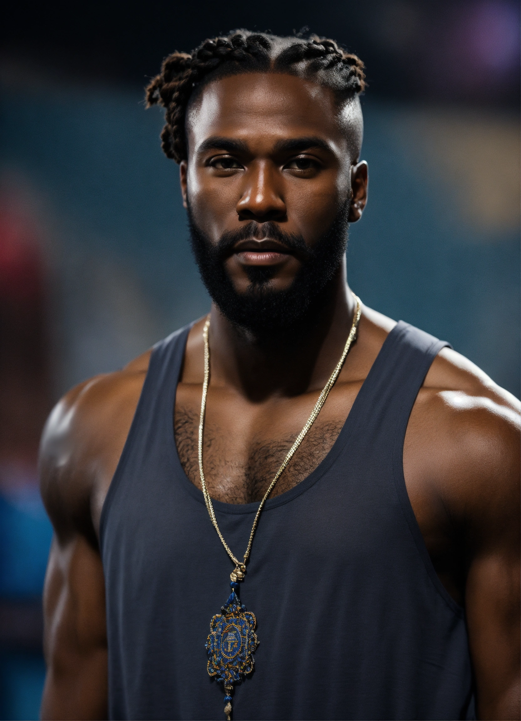 Lexica - Dark-skin Black man in his late 30s Broad muscular build Well ...