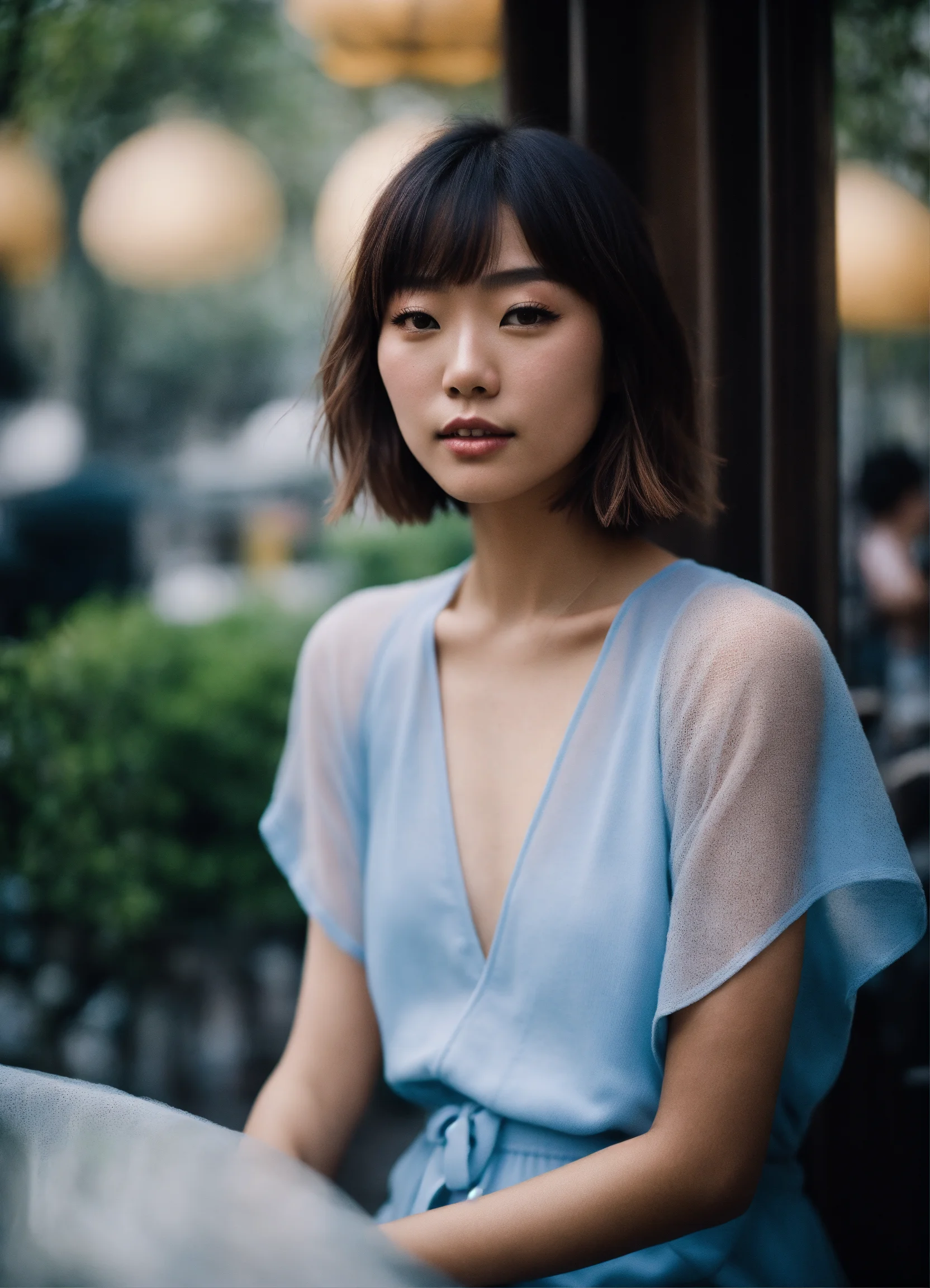 Lexica - Portrait of a beautiful Japanese fashion model with bob-cut ...