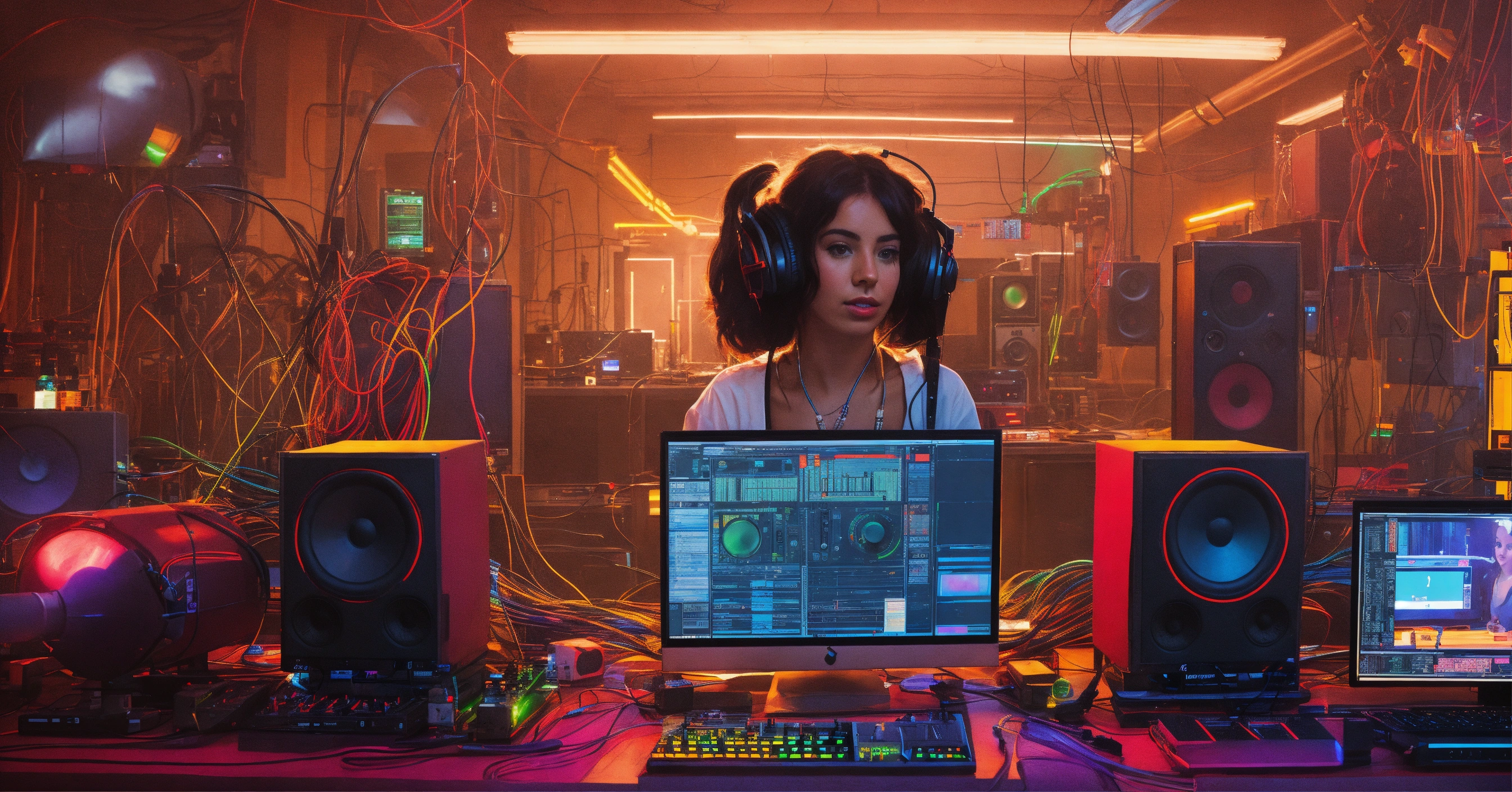 Lexica - Portrait photography of a hip hop girl, in a laboratory full ...