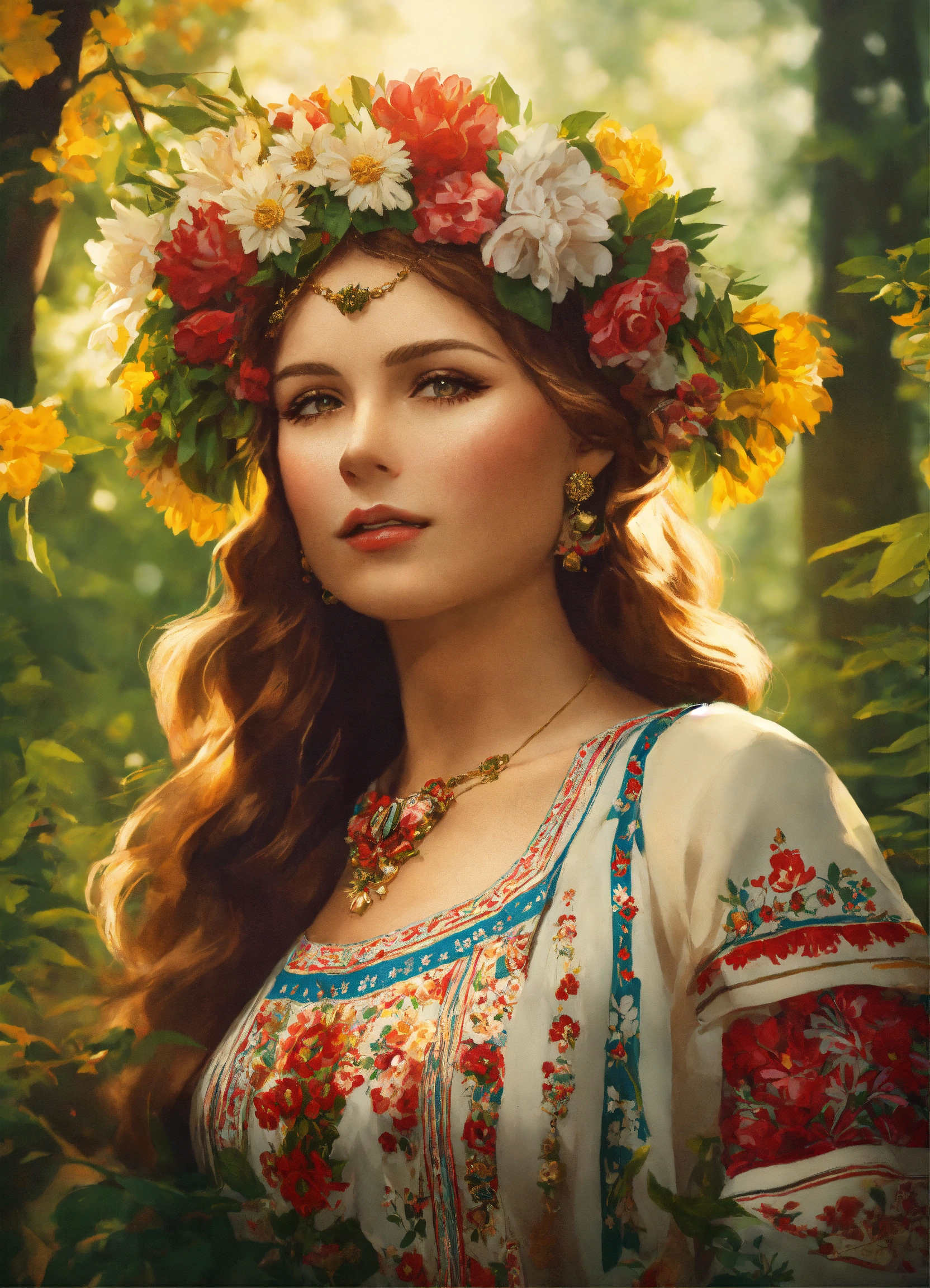 Lexica - Vintage poster of a beautiful Slavic woman’s face in ...