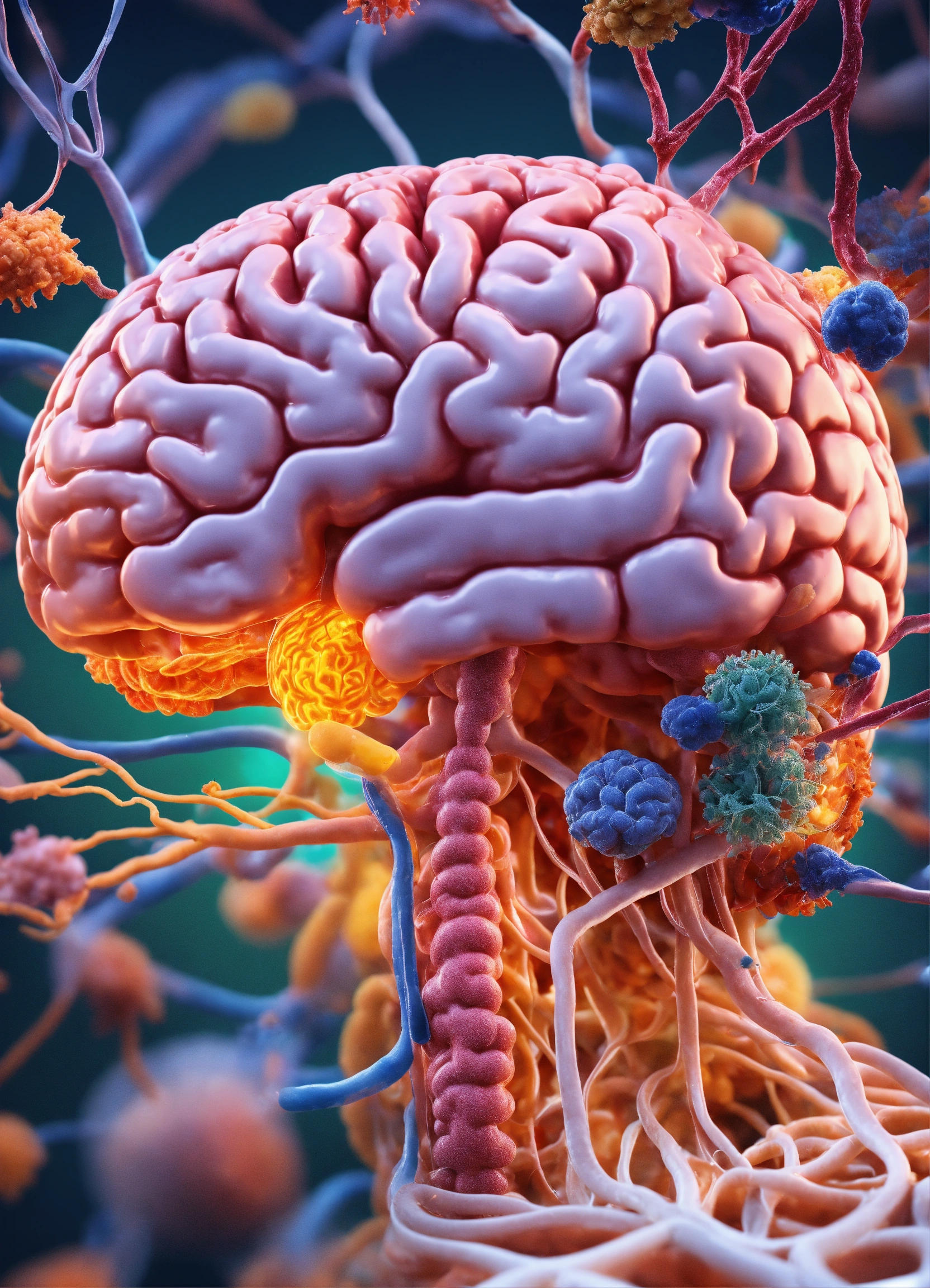 Lexica - Hyperrealistic illustration of the human brain connected to ...