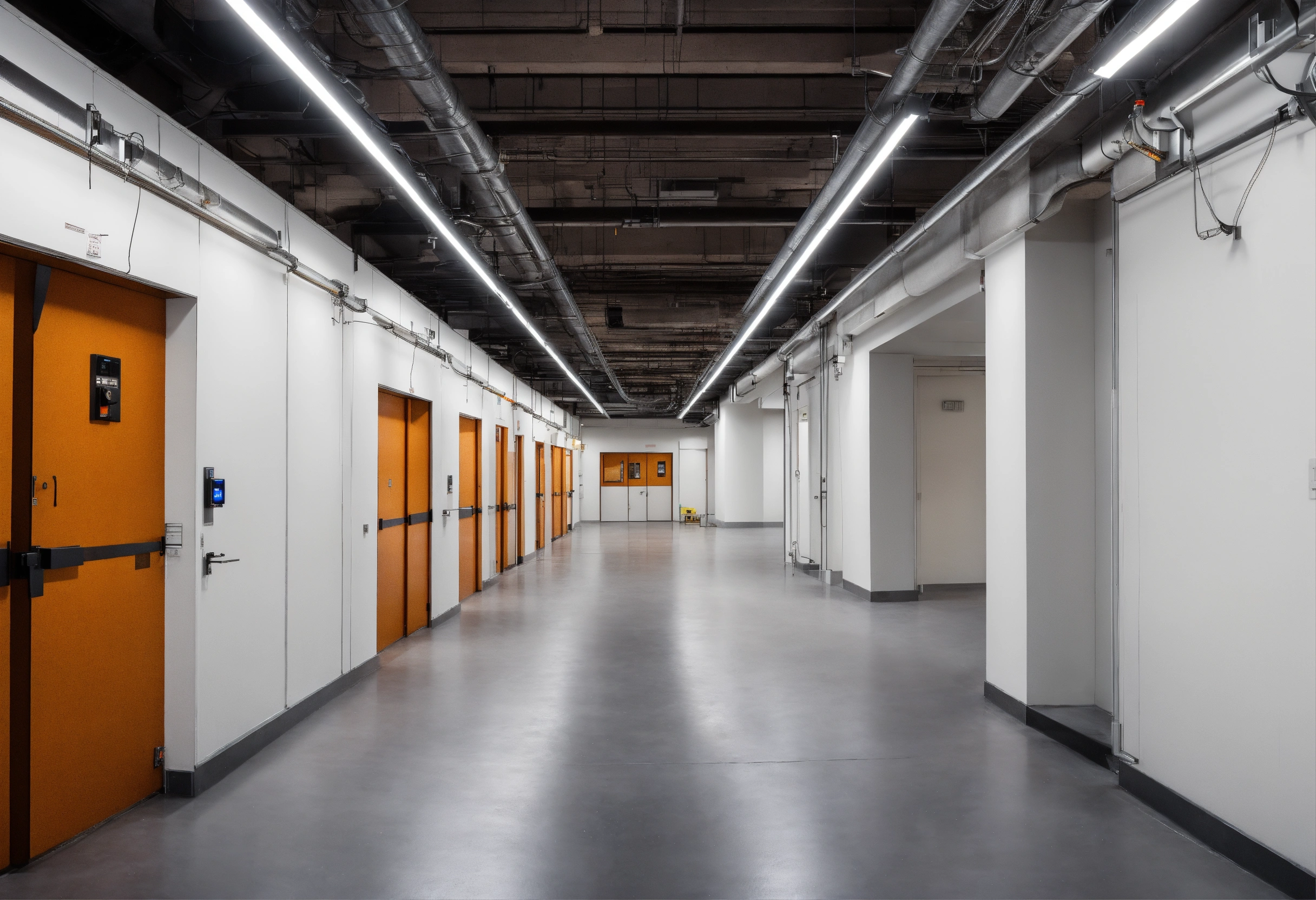 Lexica - Angle of two long, empty corridors with a white wall and ...