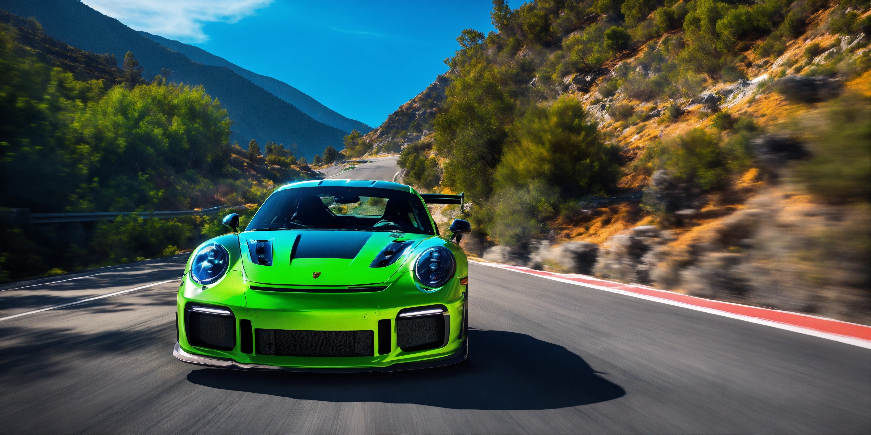 Lexica - Breathtaking silver alpine white with bright neon green racing ...