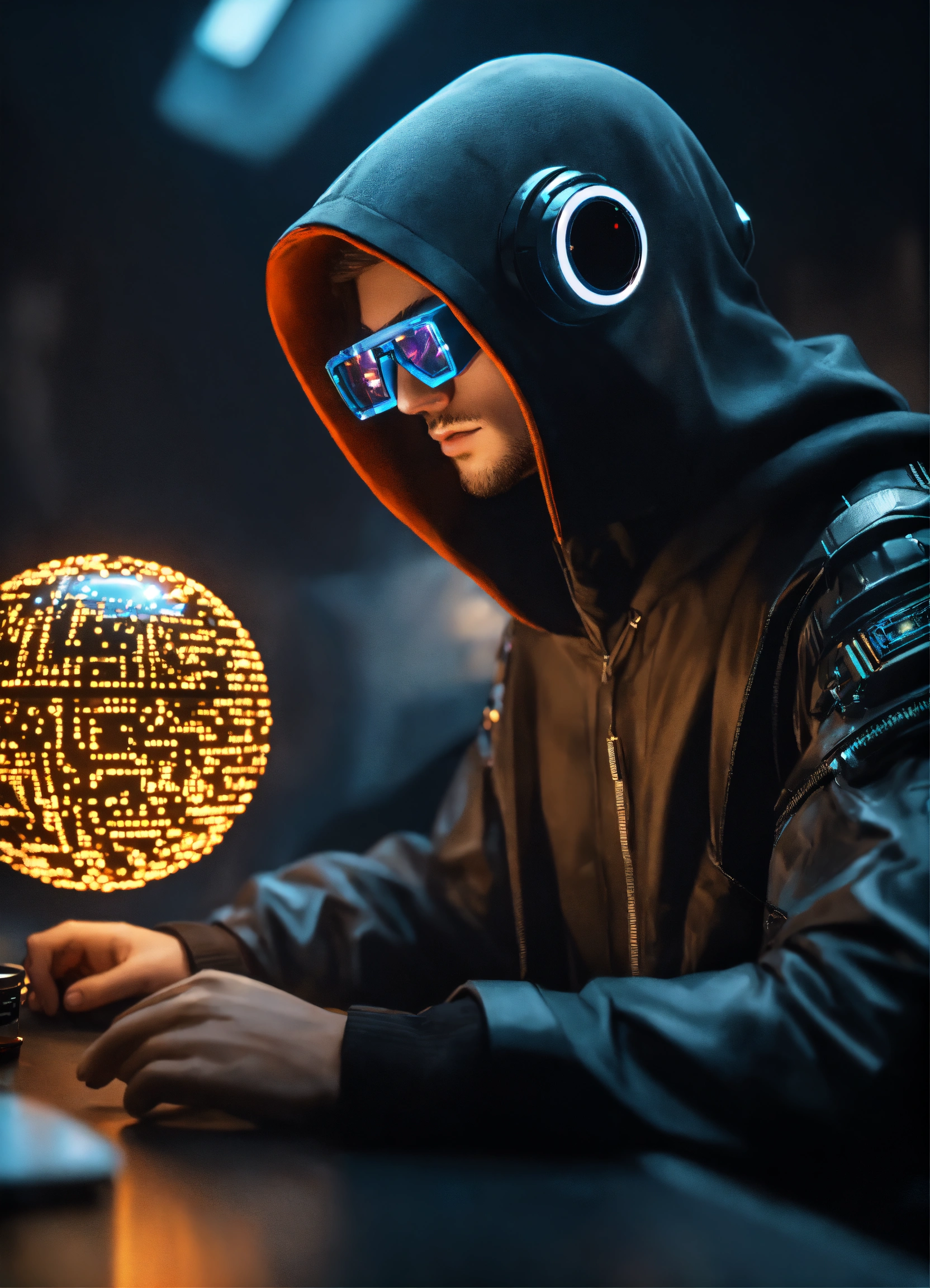 Lexica - Nerdy 25 year old male cyborg hacker wearing futuristic ...