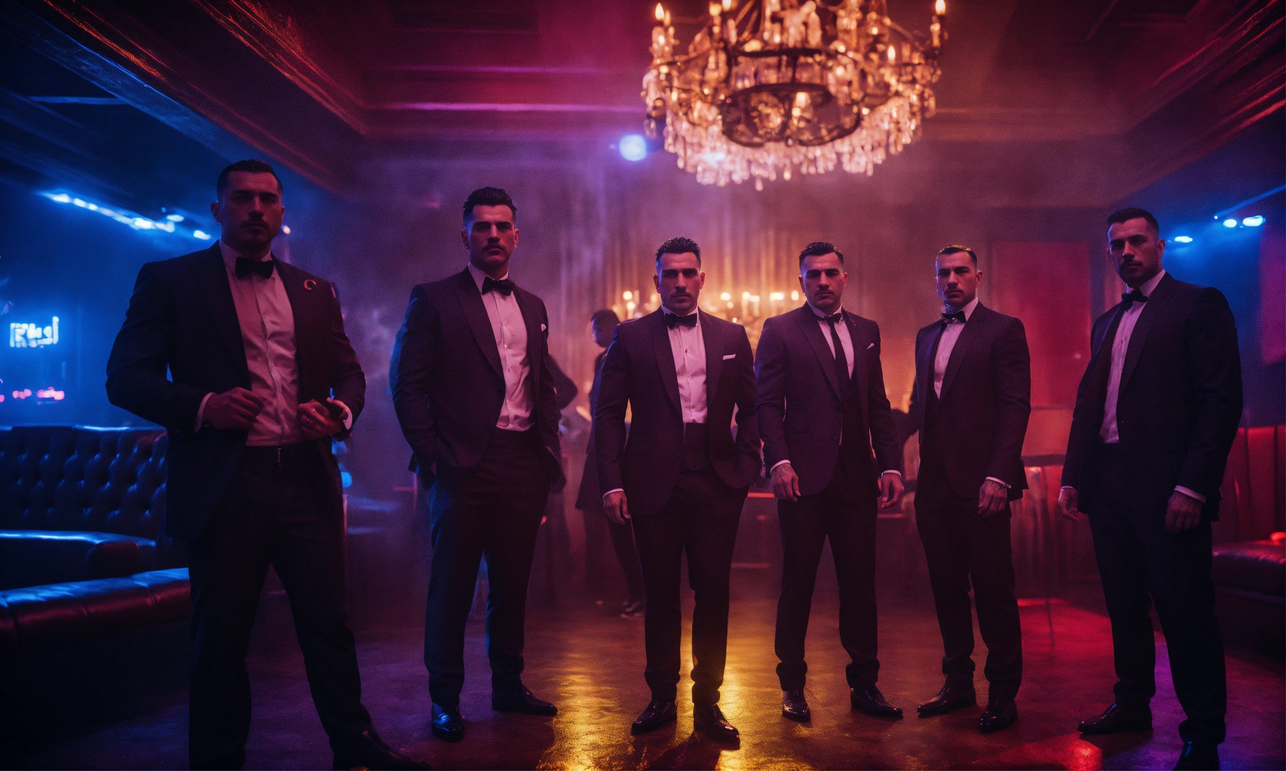 Lexica - Group of hot mafia gangsters in italian night club, smoky mood ...
