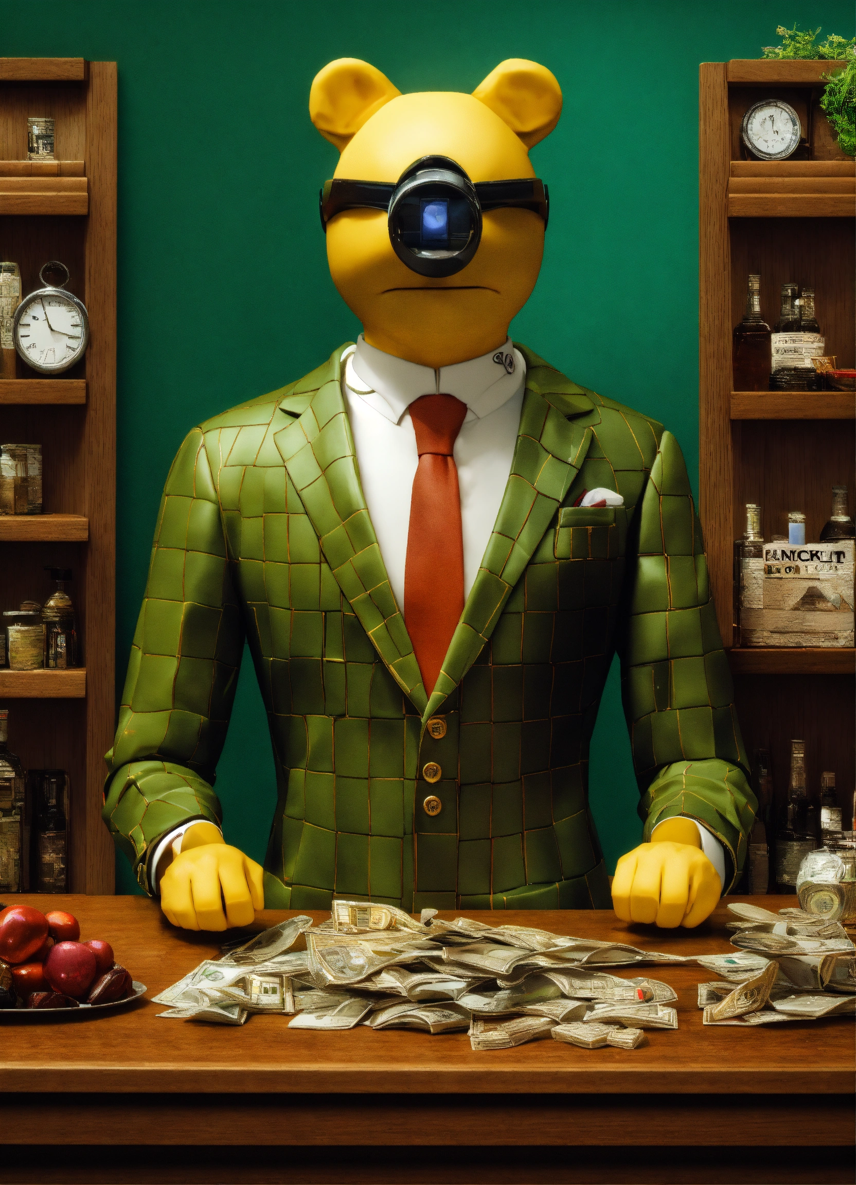 Lexica - The banker at the counter look at me 3D art