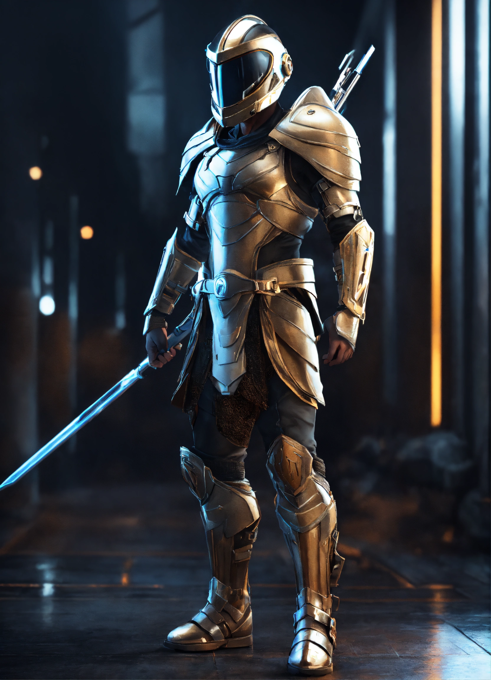 Lexica - Full body of a sci fi gladiator, male, slender body ...