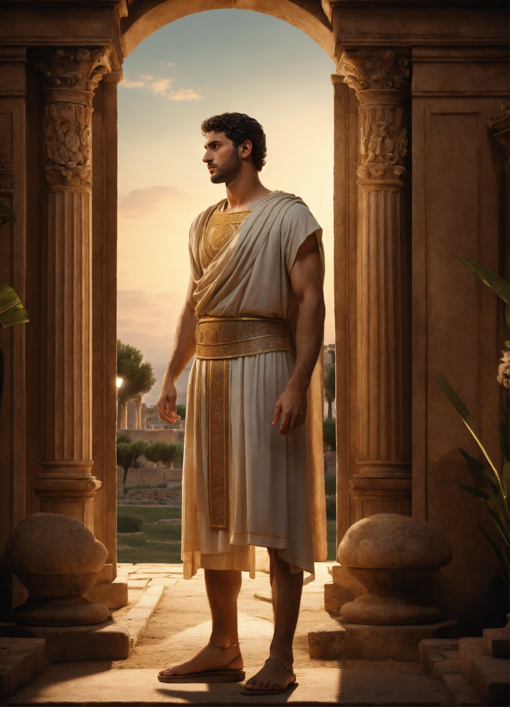 Lexica - A young rich handsome roman man wearing a light-colored tunic ...