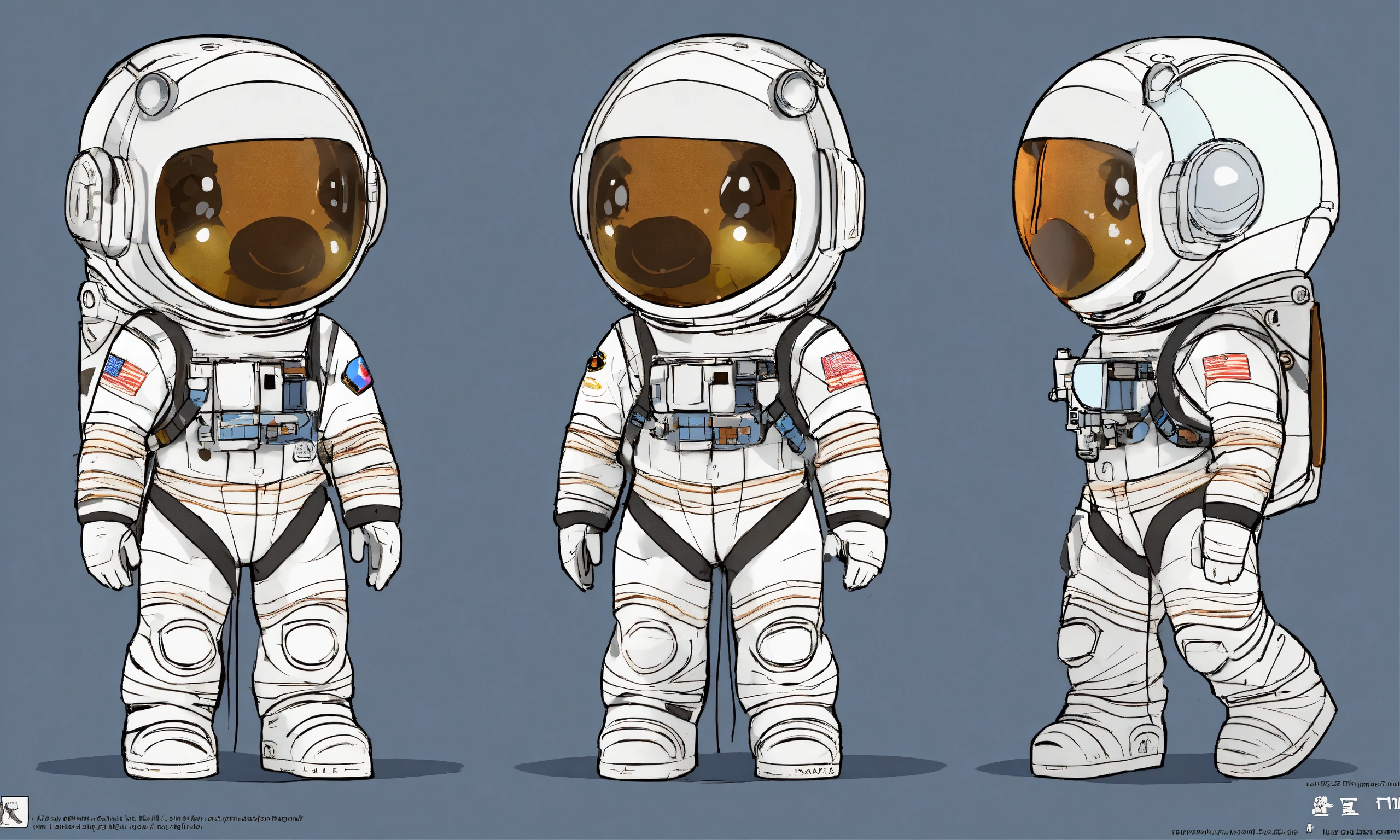 Lexica - Mini astronaut, cute, 2d, character sheet, full body ...