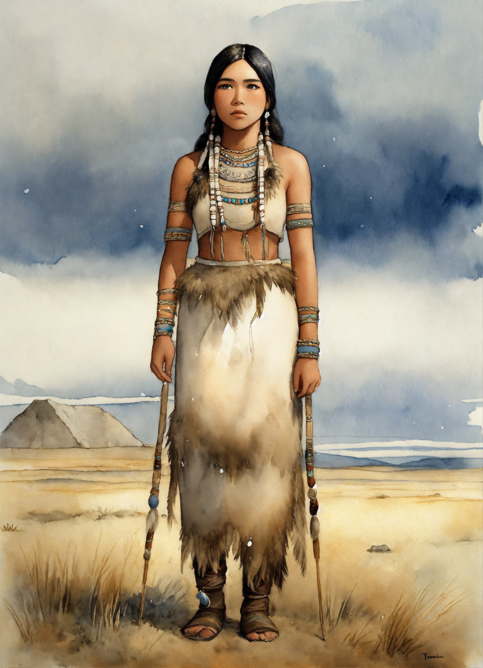 Lexica - Full body Illustration of an inuit woman, young, 18 years old ...