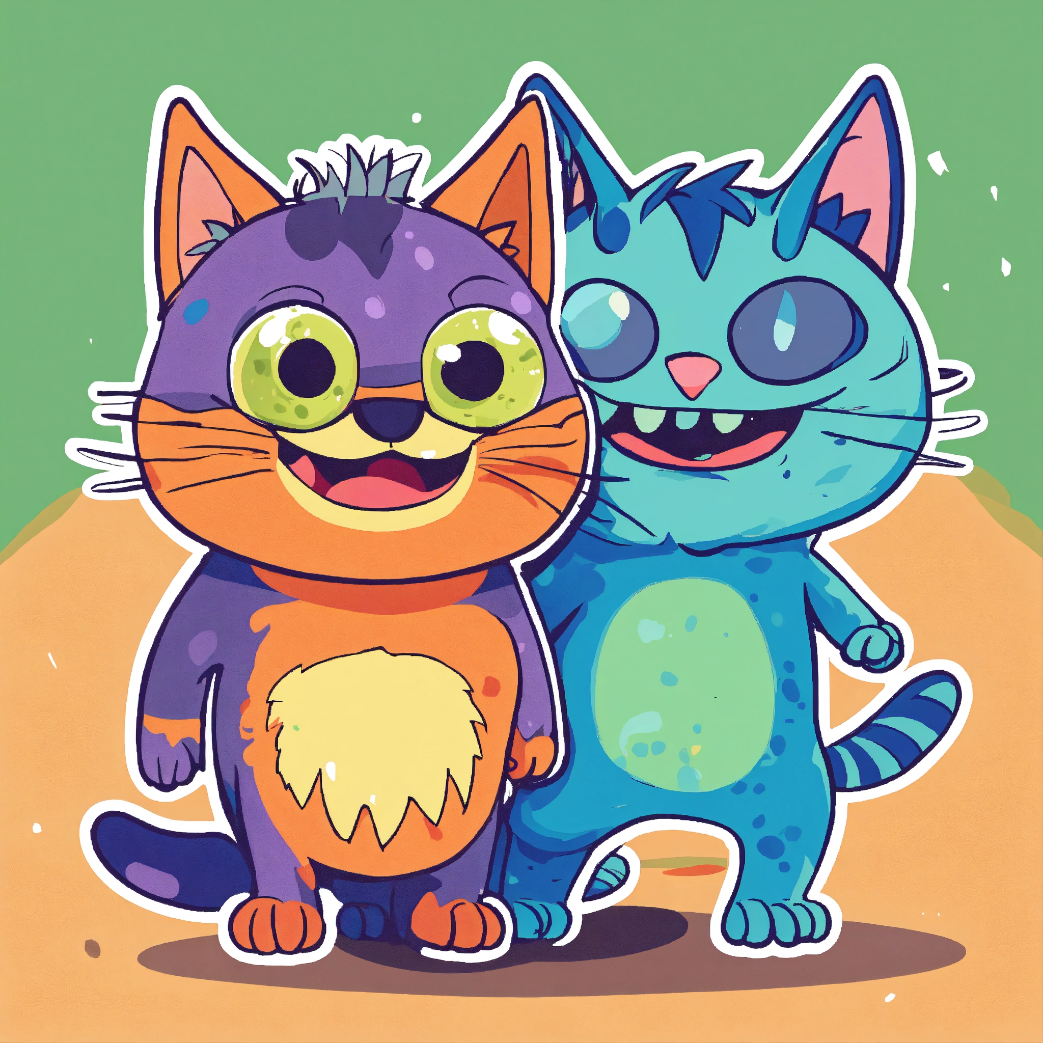Lexica - Funny cats monsters simple sticker in Pixar style, minimalism