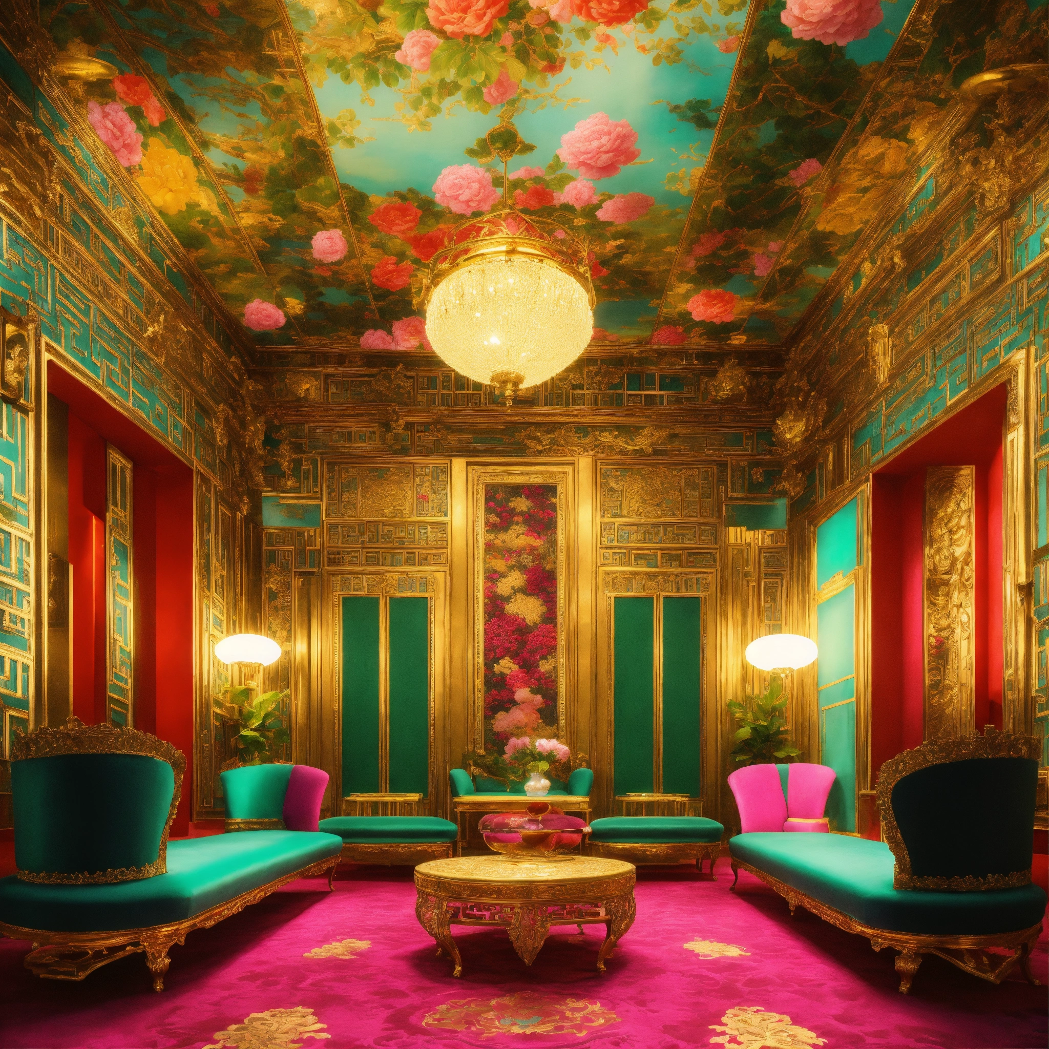 Lexica - Futuristic beautiful Chinese palace interior sitting room ...