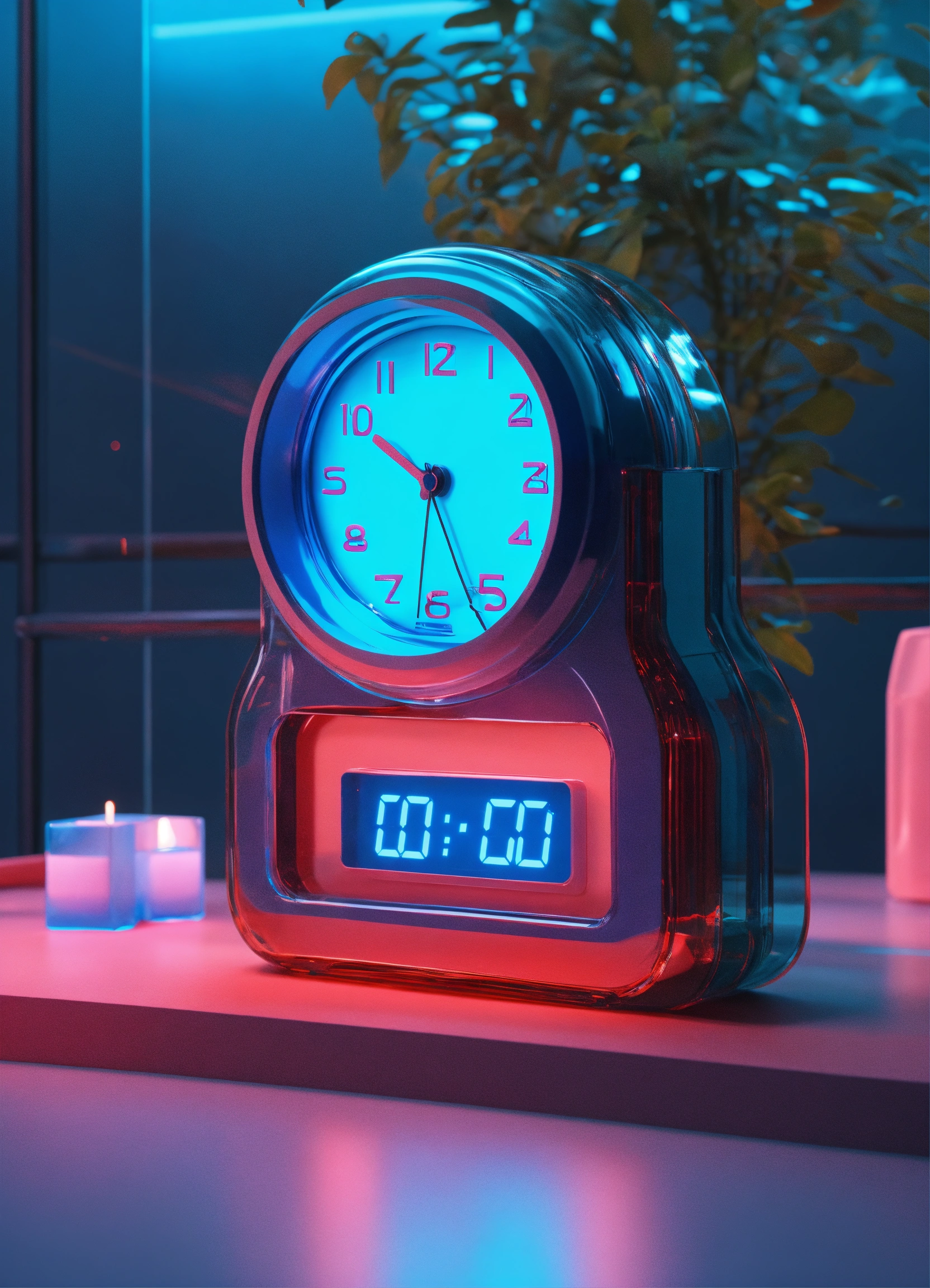 Lexica - Futuristic clock made of plastic, and blue glass. Digital ...