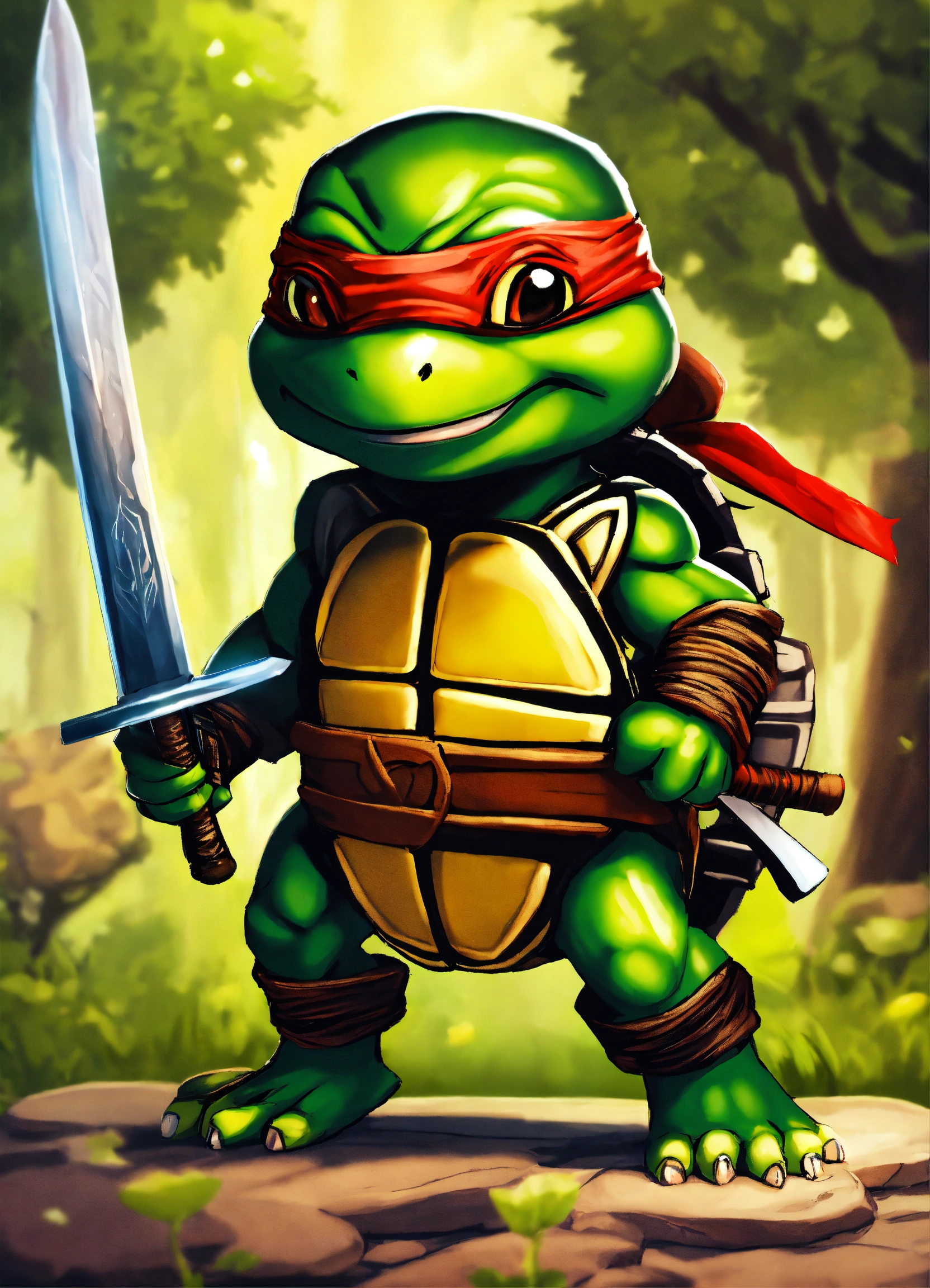Lexica - A cute ninja turtle with sword in his hand