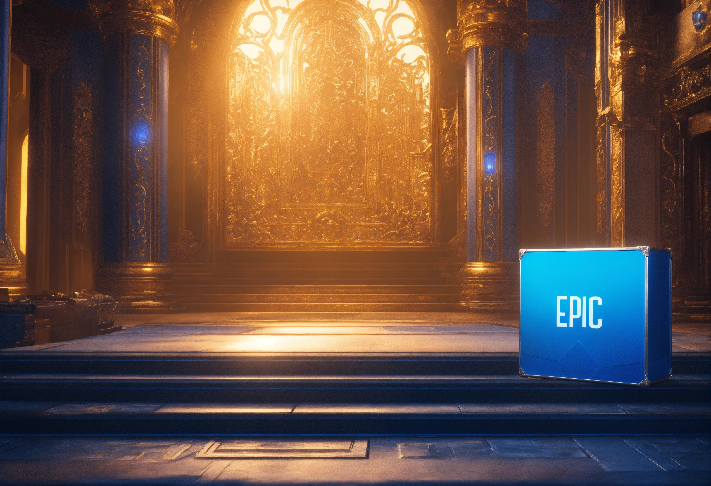 Lexica - Epic blue destop with silver loading screen, unreadebale ...