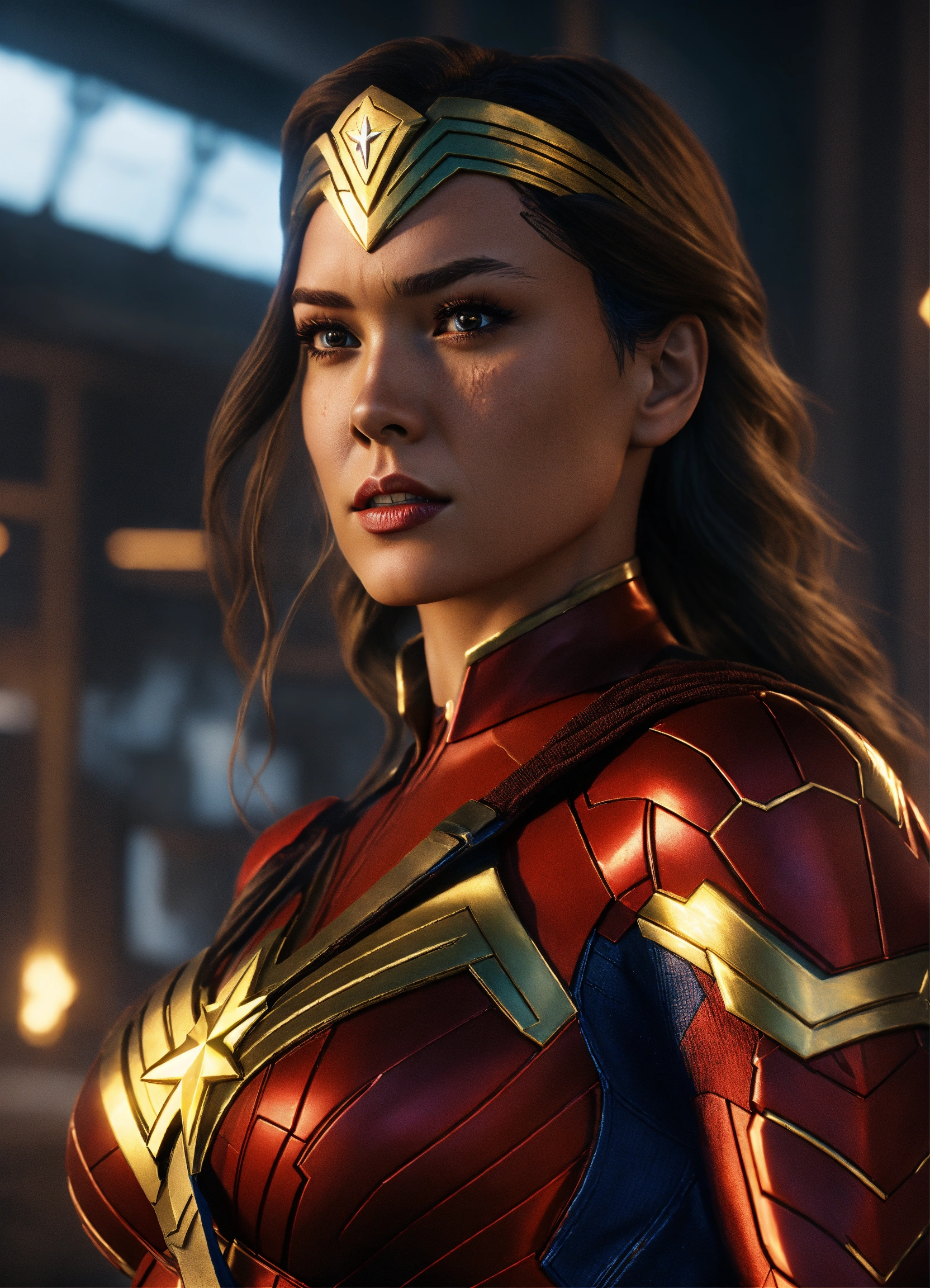 Lexica - Wonder woman but captain marvel, unreal engine render, 8k