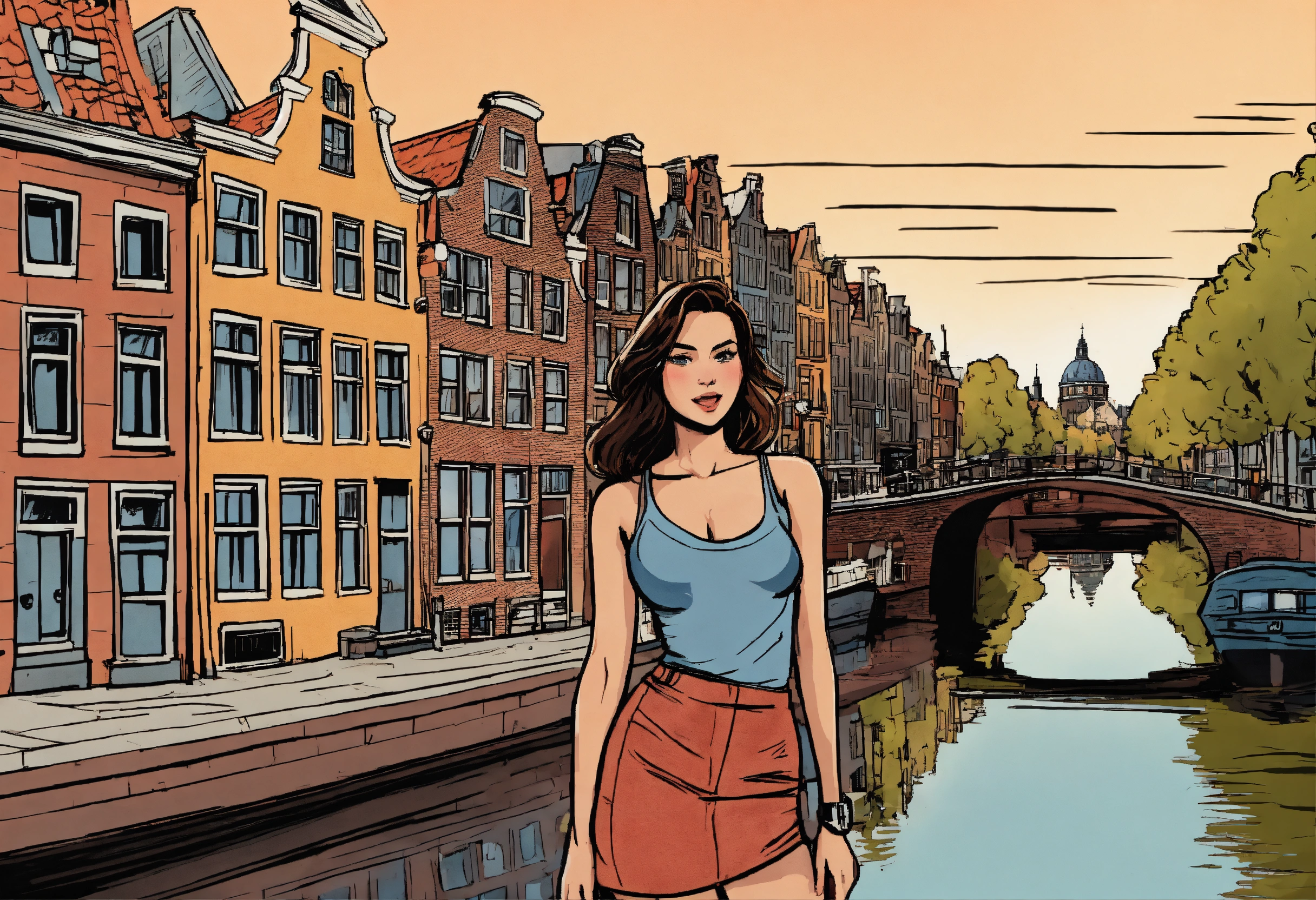 Lexica - A european comic style hand drawn cartoon of a hot girl ...