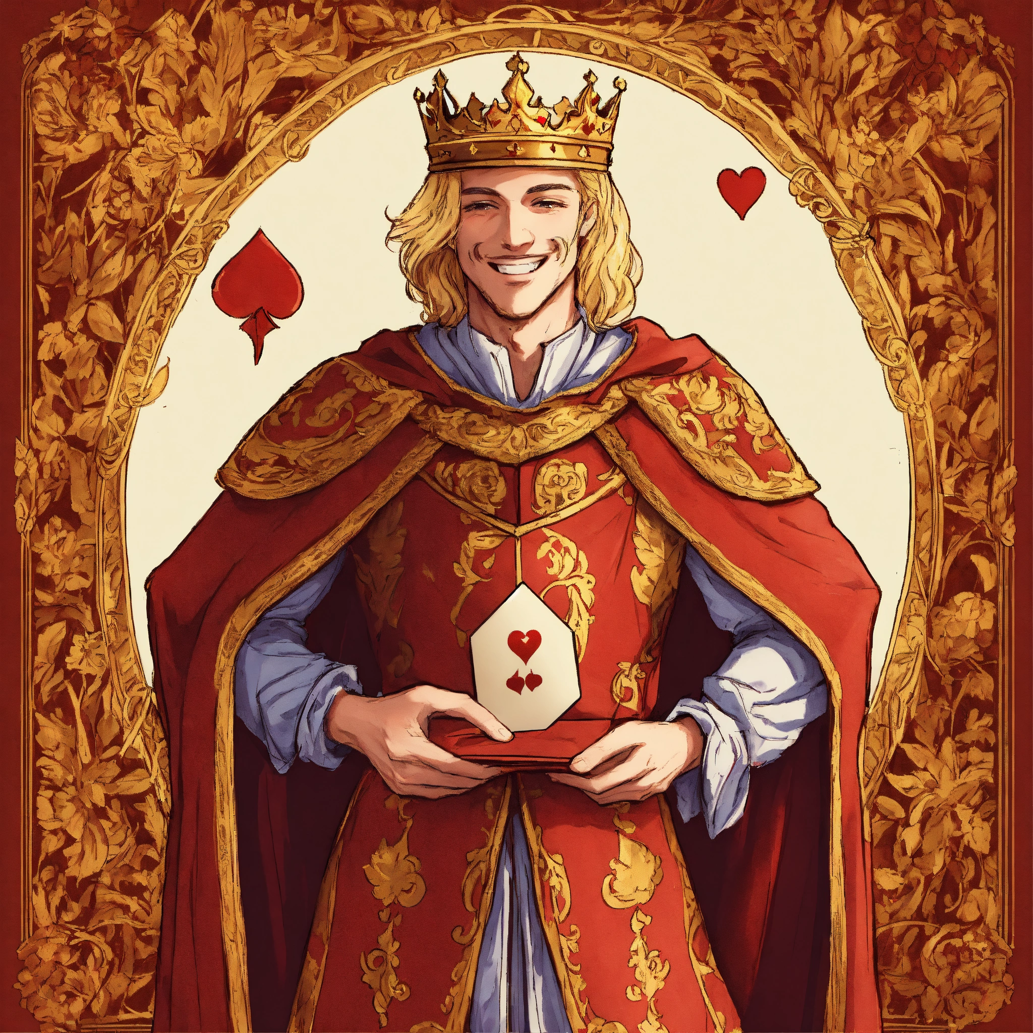 Lexica - Sketch of handsome smiling blonde king with a big fancy ...