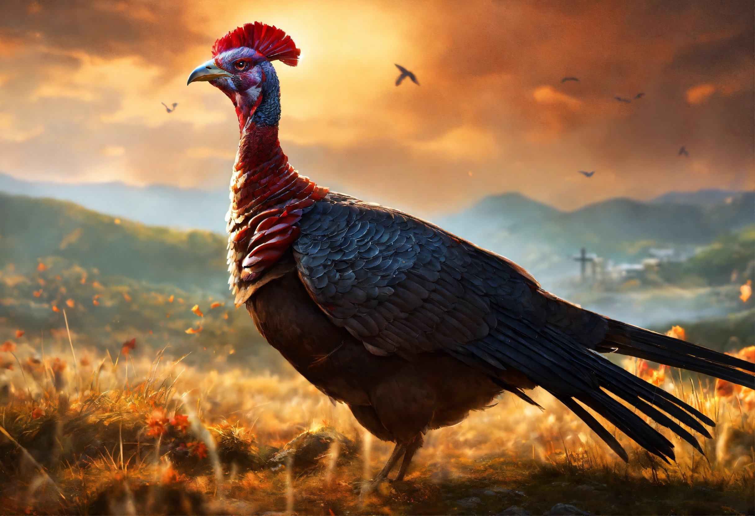 Lexica - Turkey bird samurai. battlefield. hyper realistic.