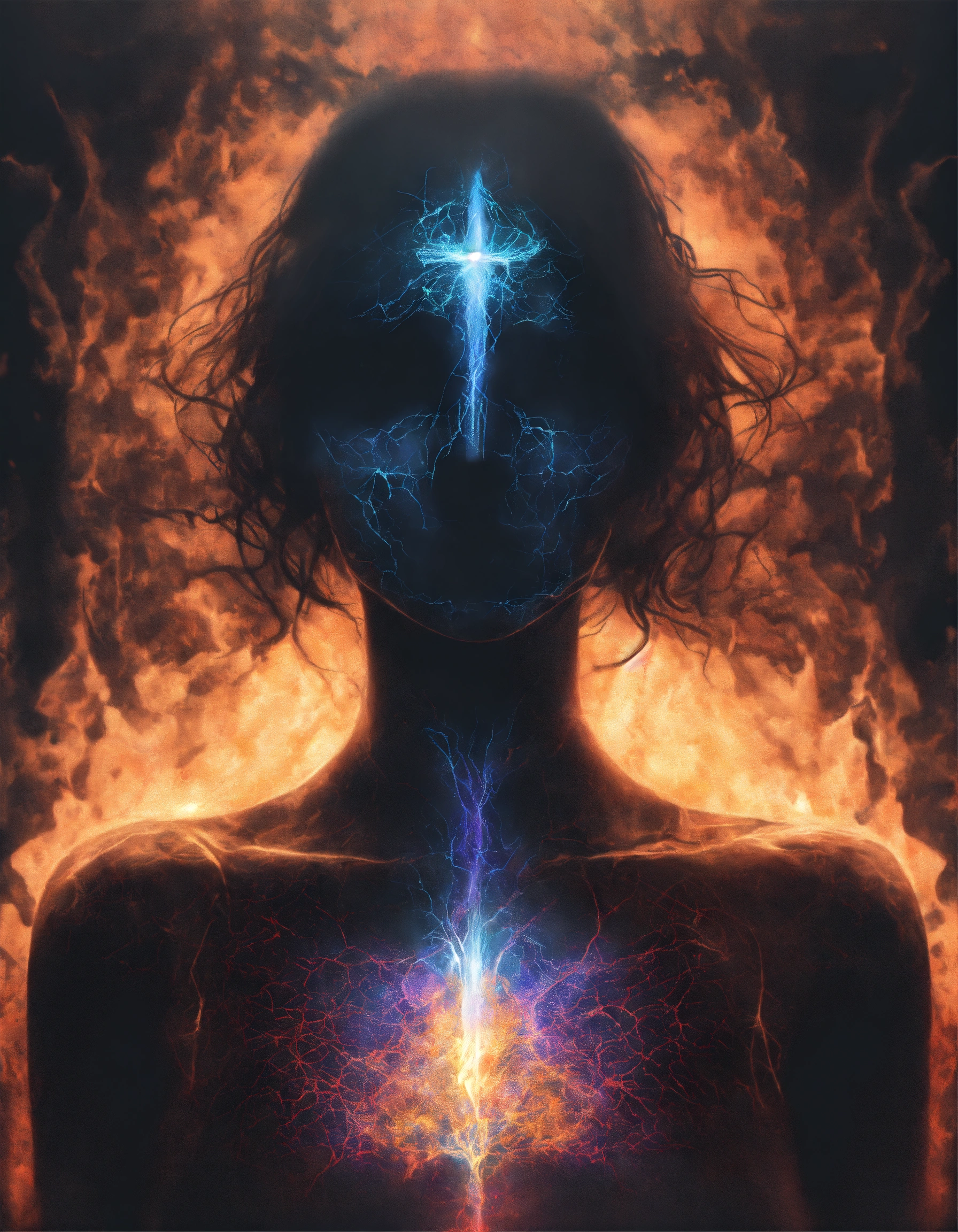 Lexica - I draw an illustration of a female silhouette of an light ...