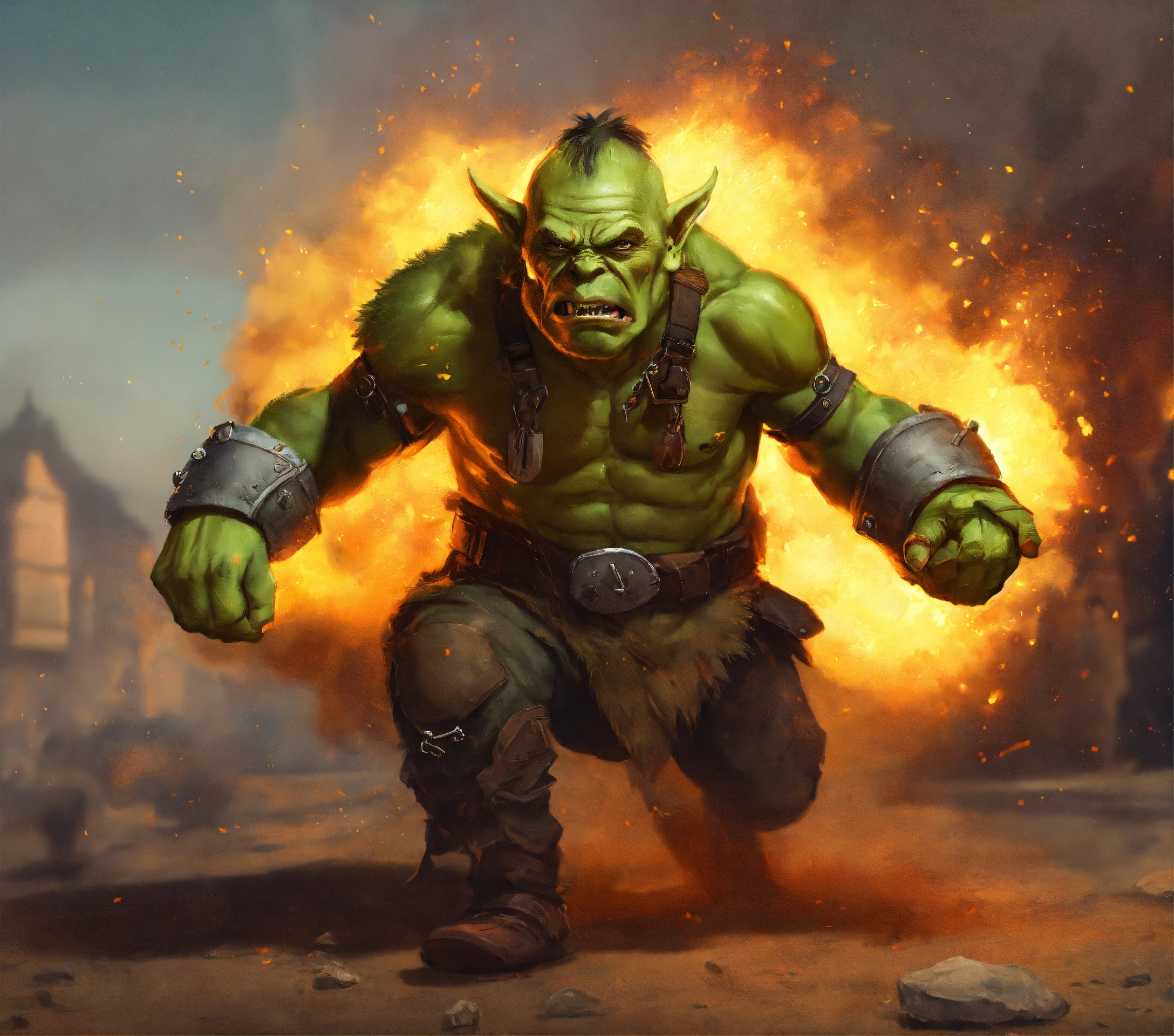 Lexica - Little Orc throwing bombs, digital painting, hyperrealistic ...