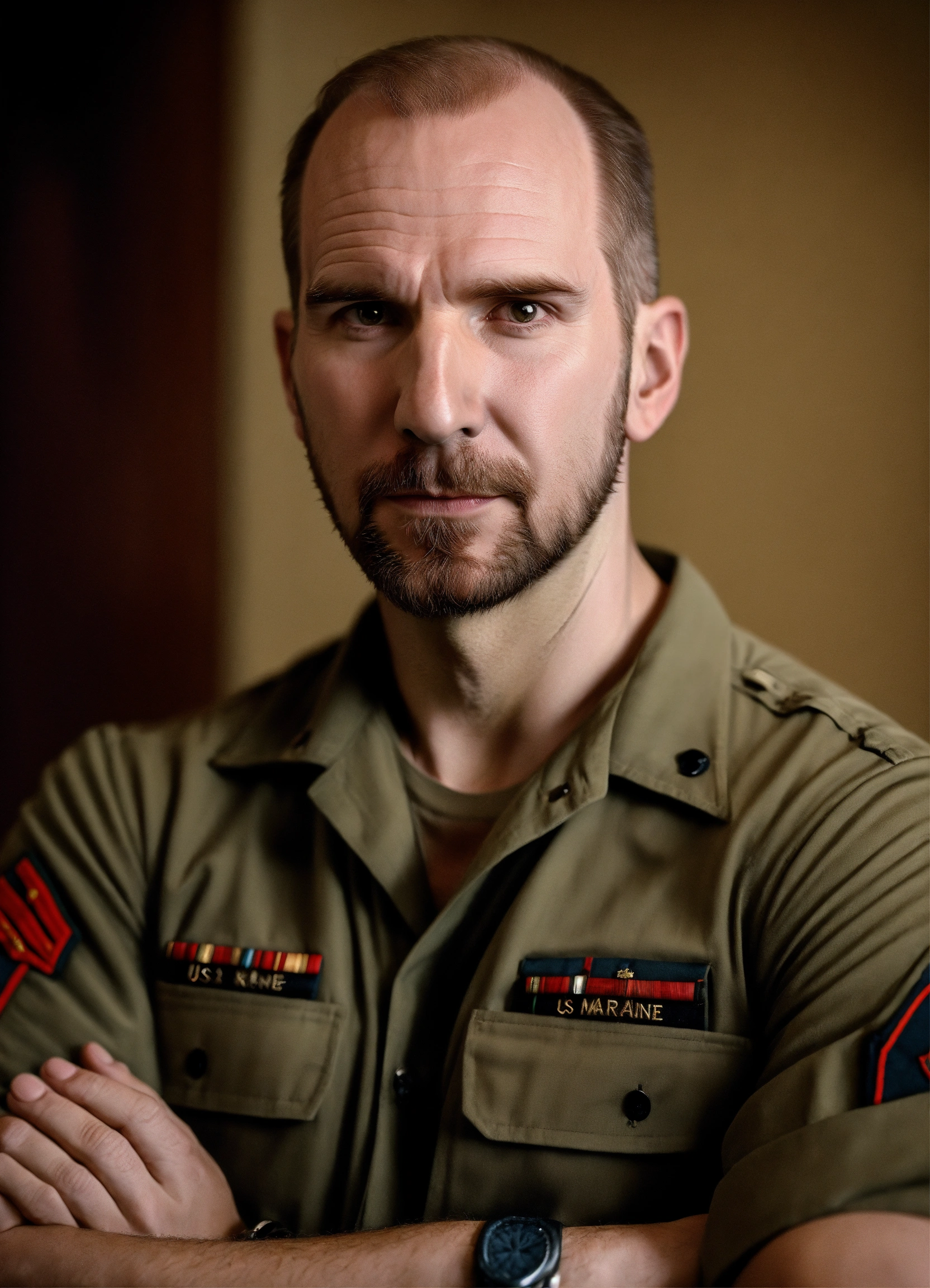 Lexica - Scared man, US Marine, FRONT VIEW, casual clothes, arms ...