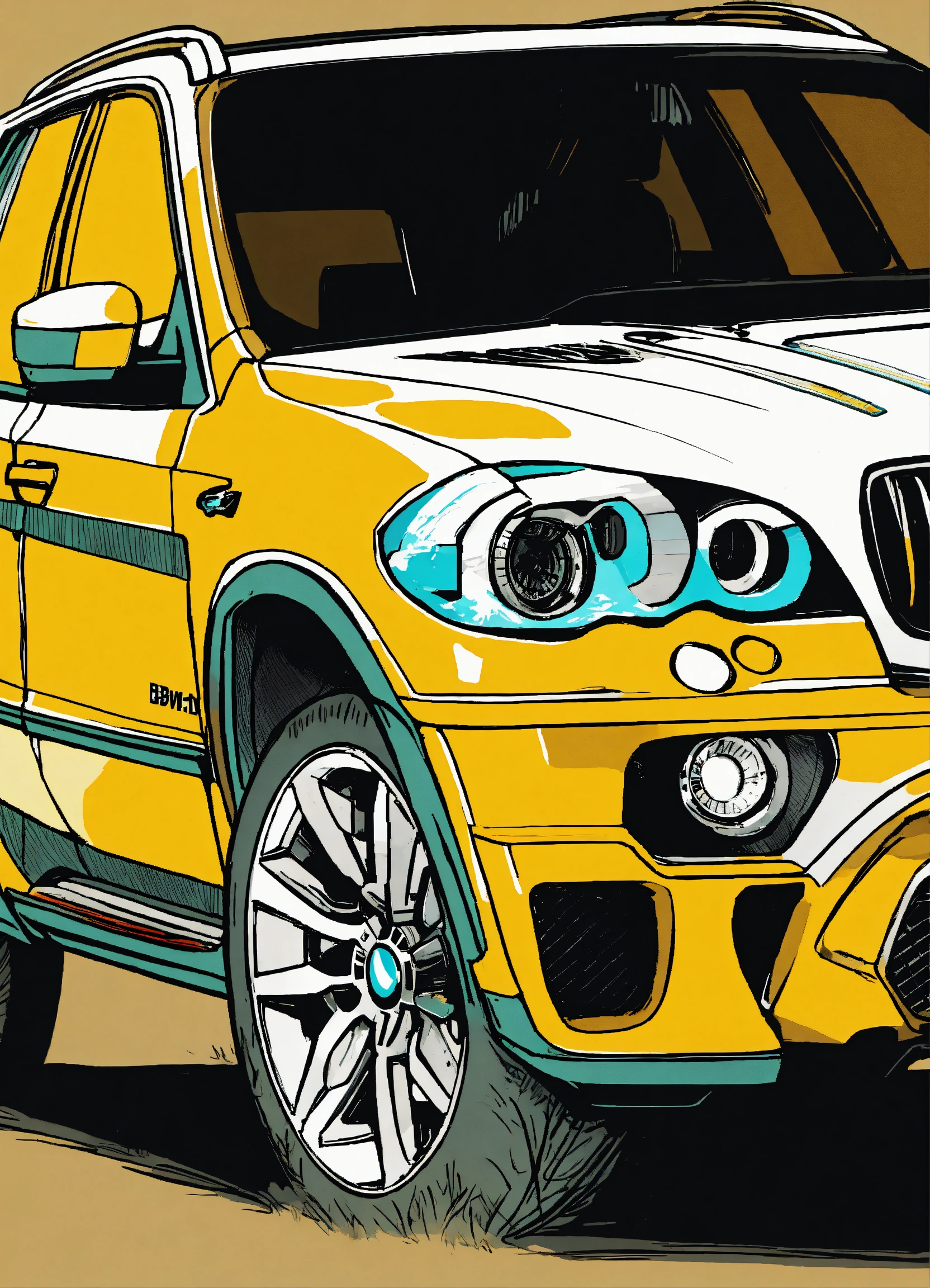 Lexica - Detailed pen and ink illustration of BMW X5, to include ...