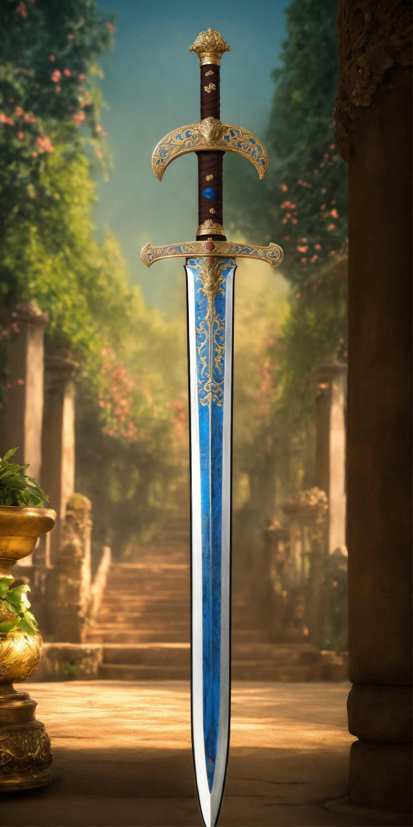 Lexica - Richly decorated long longsword, ultra realistic, very detailled