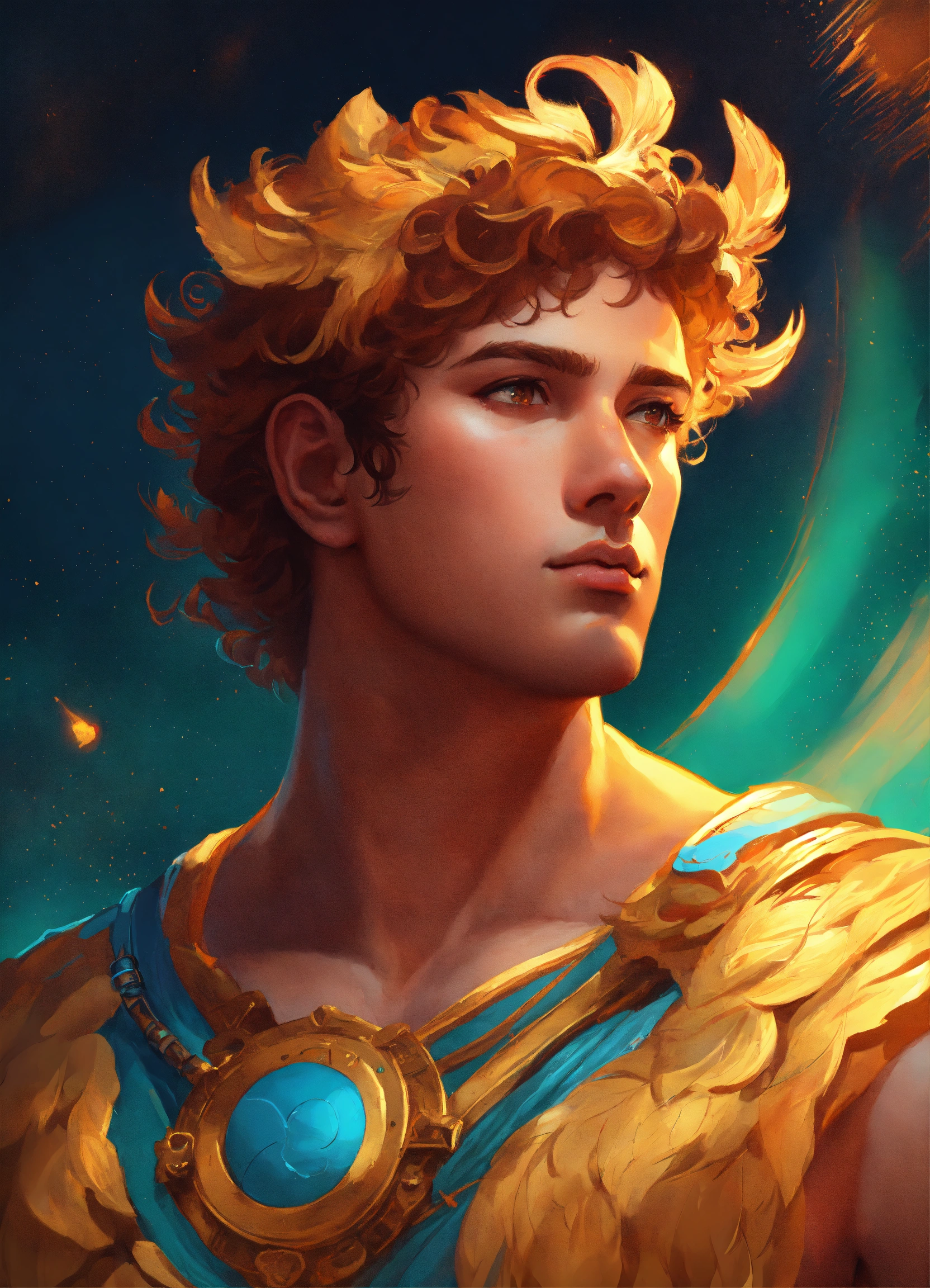 Lexica - The god Apollo, cartoon oil paint, 2D illustration style ...
