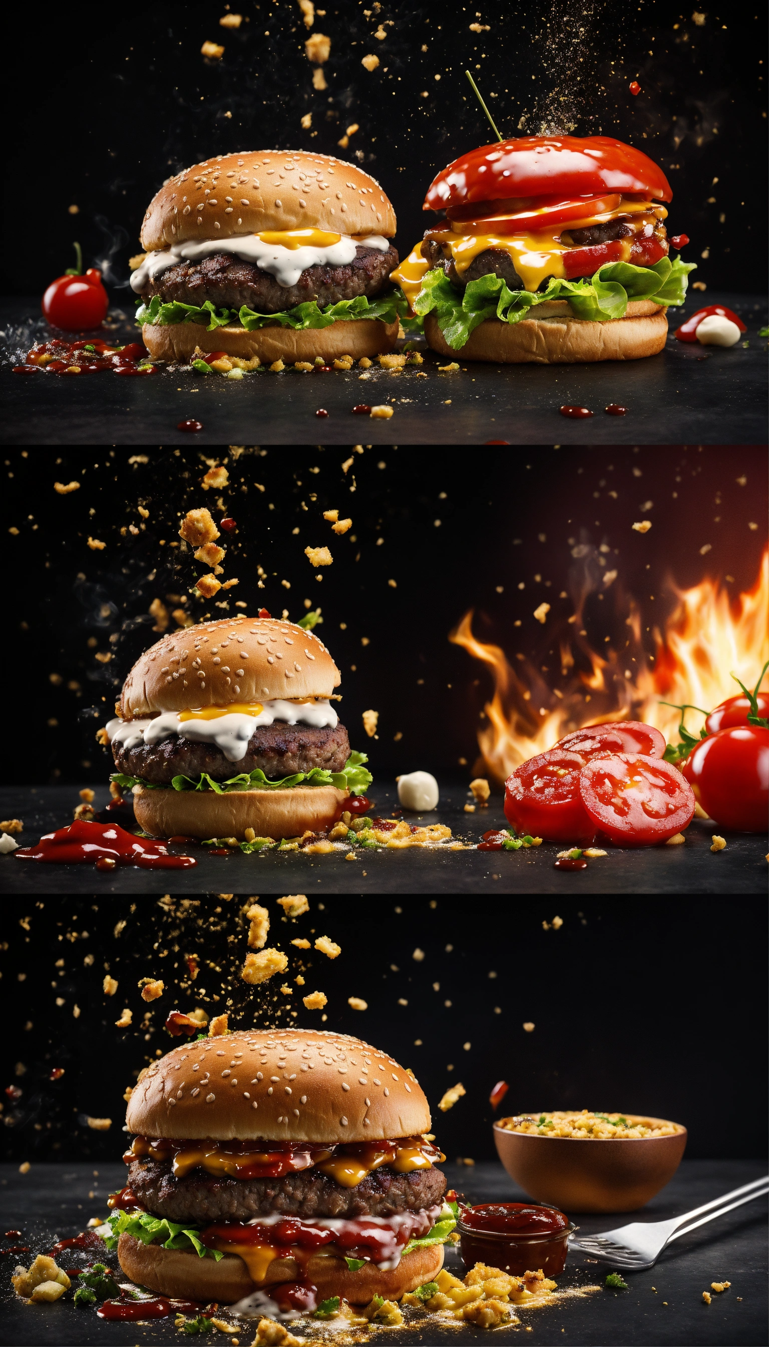 Lexica - Capture dynamic splashes of food in flying food photography ...