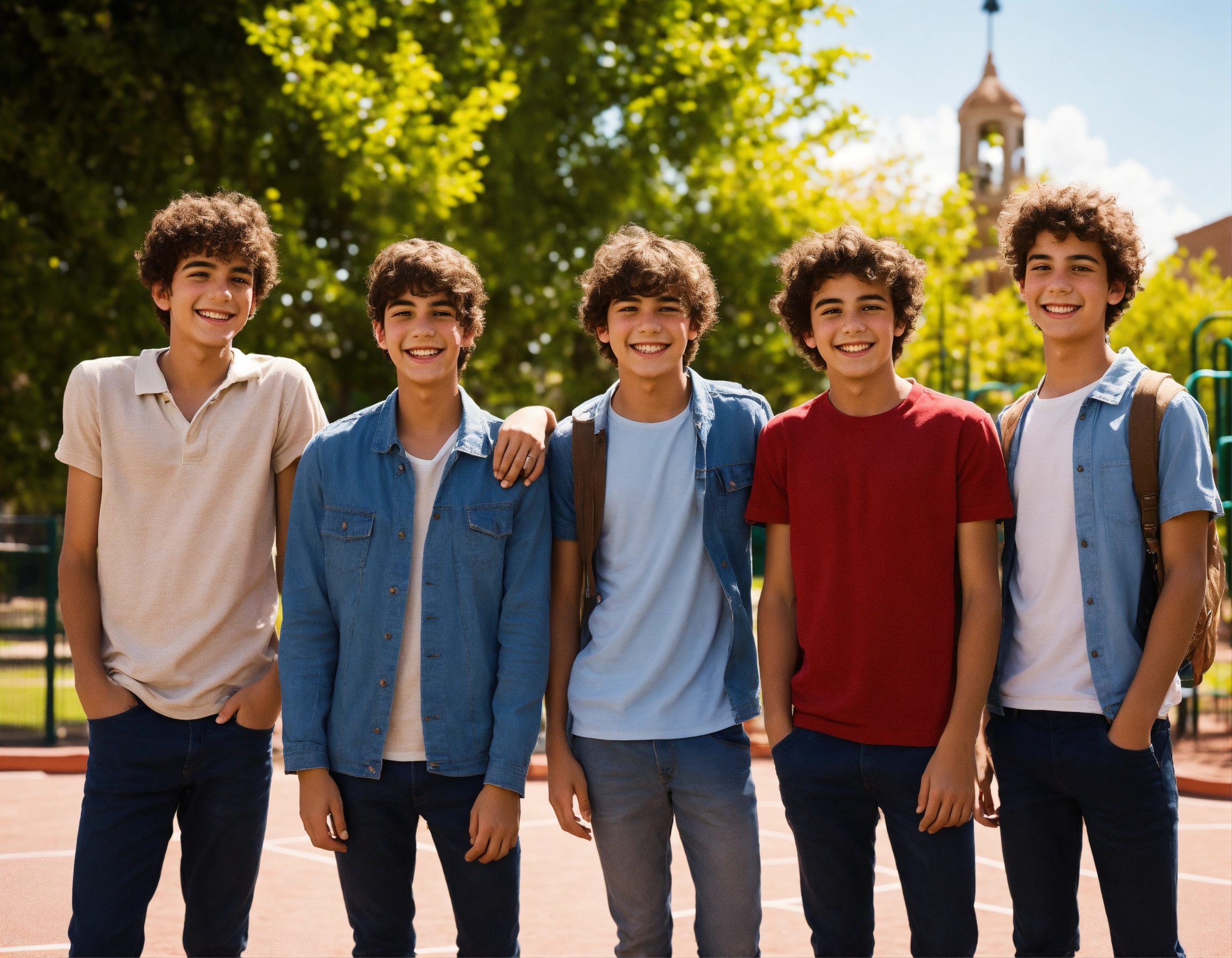 Lexica - A realistic photograph of a group of five different spaniard ...