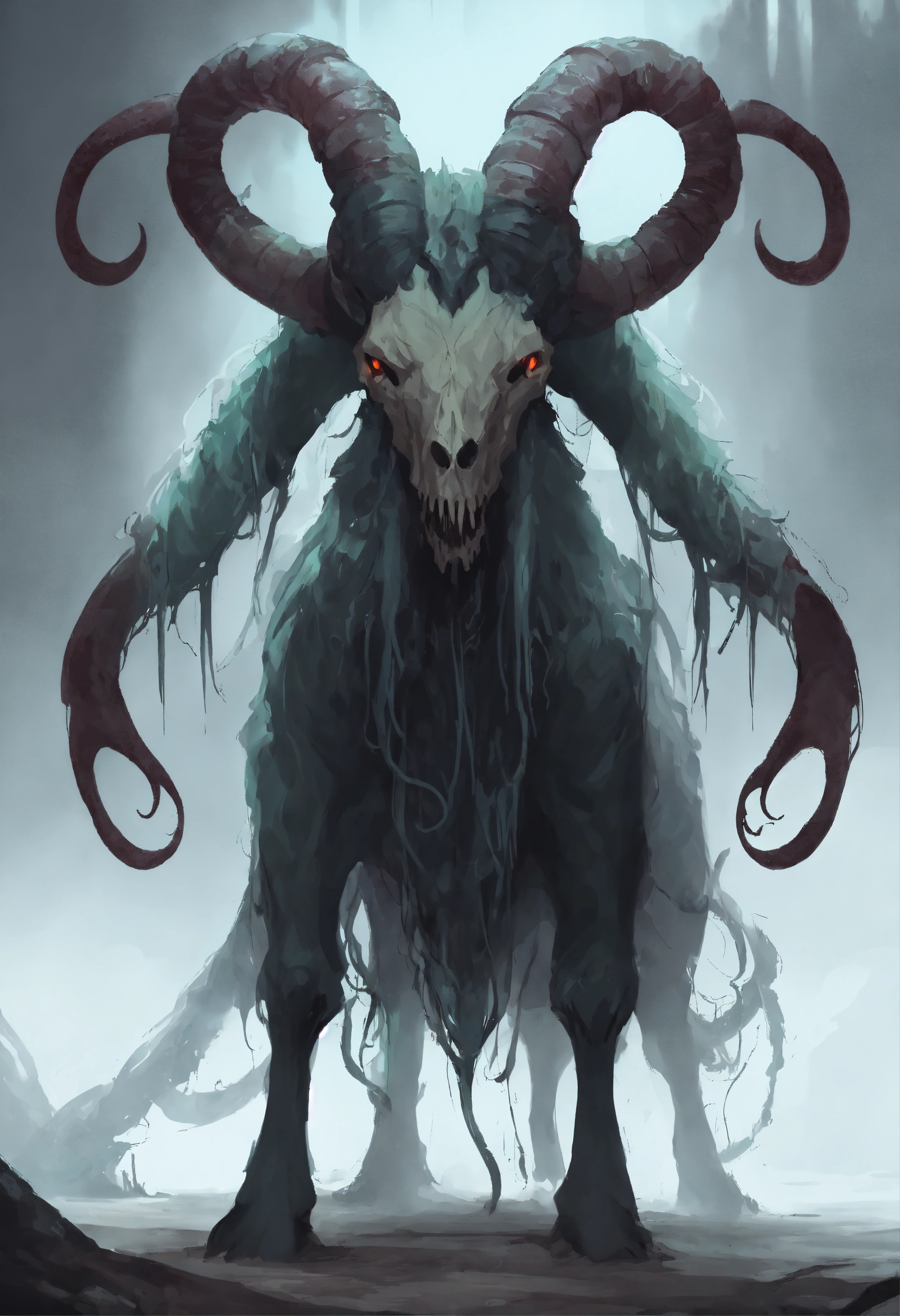 Lexica - Concept art, digital paintng, Ghostly monster, head with skull ...