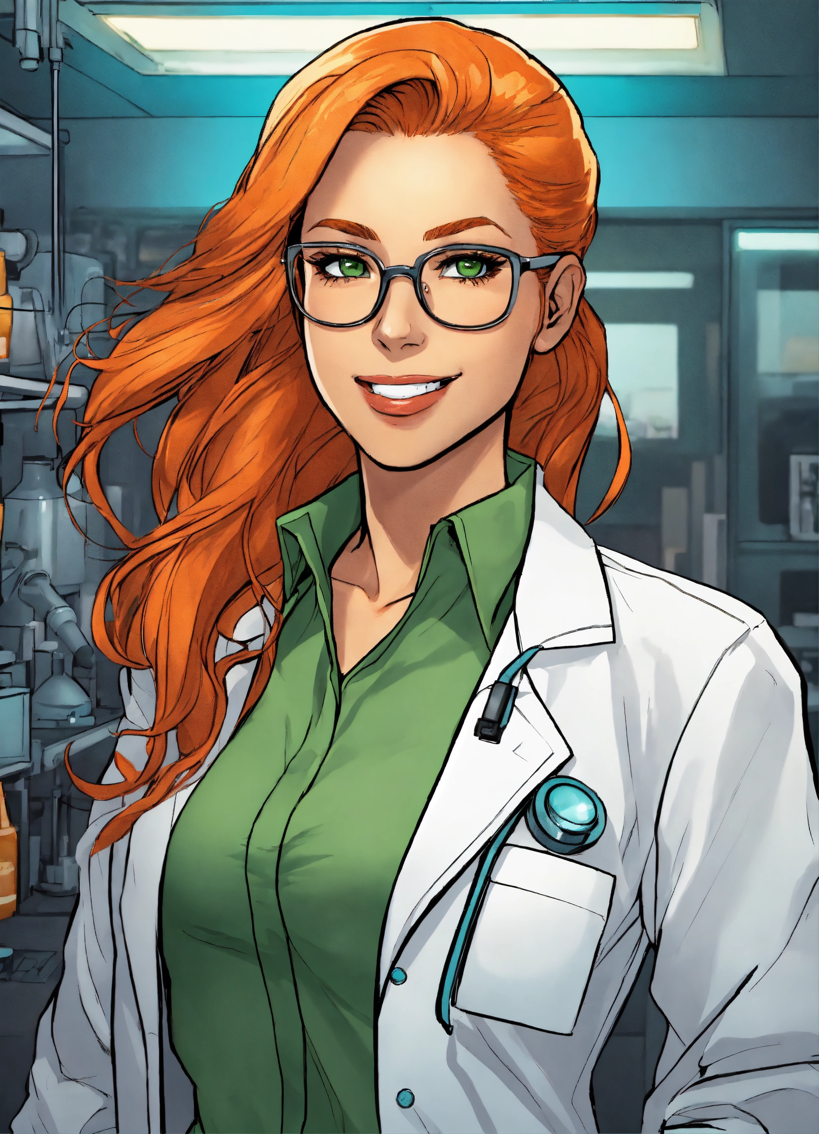 Lexica - Full body of a young female scientist in her 20s with green ...