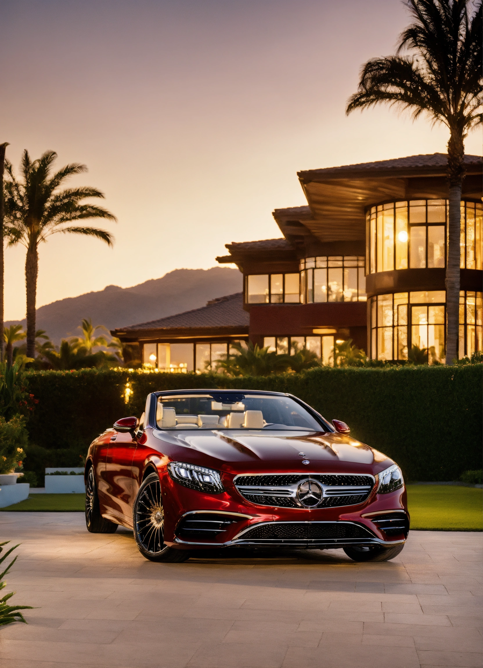 Lexica - 2020 Mercedes s500 convertible burgundy and Gold with mansion ...