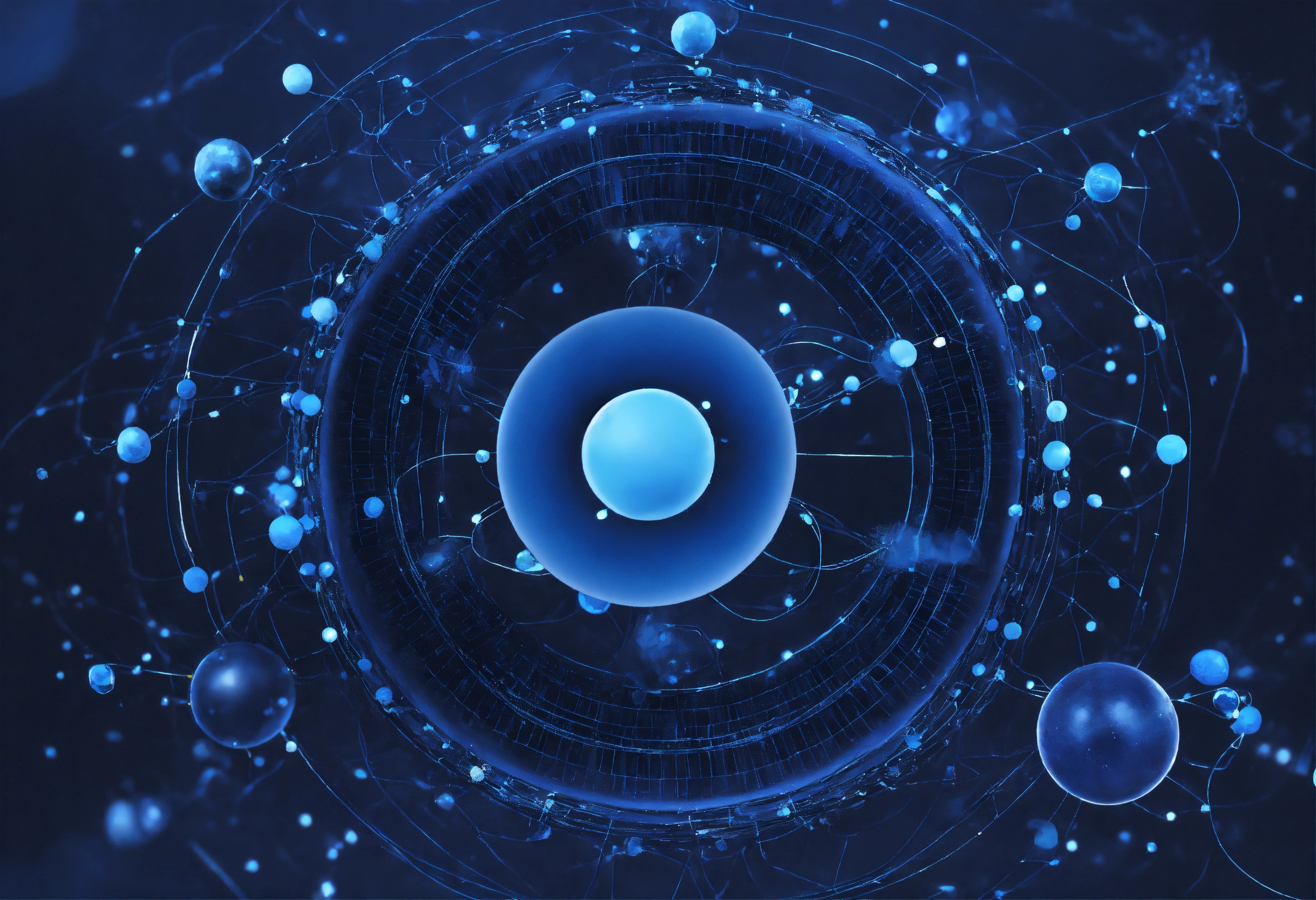 Lexica - Composition of atoms. in blue, dark blue colors.