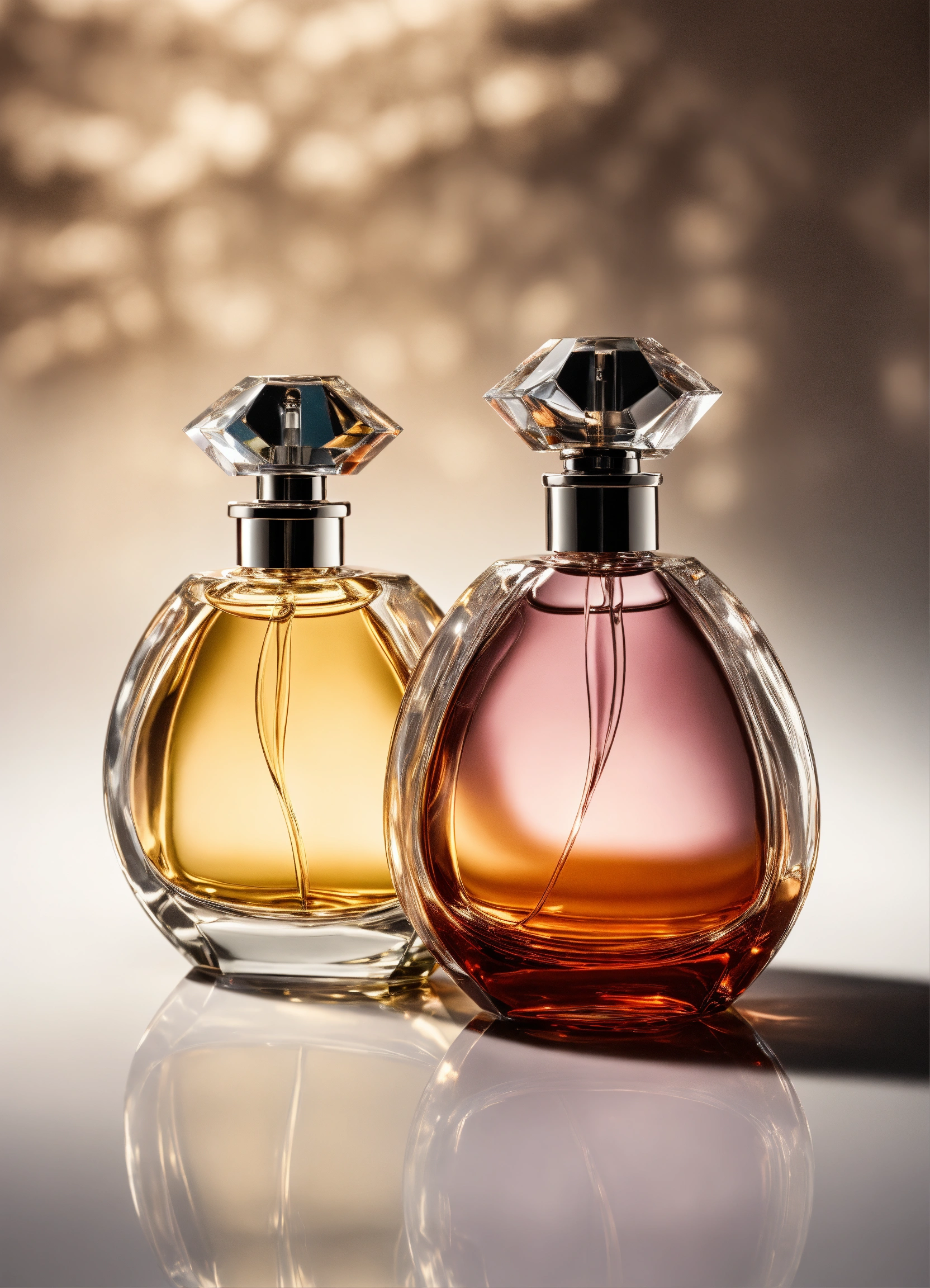 Lexica - FUTURISTIC two perfume bottles on white background cologne ...