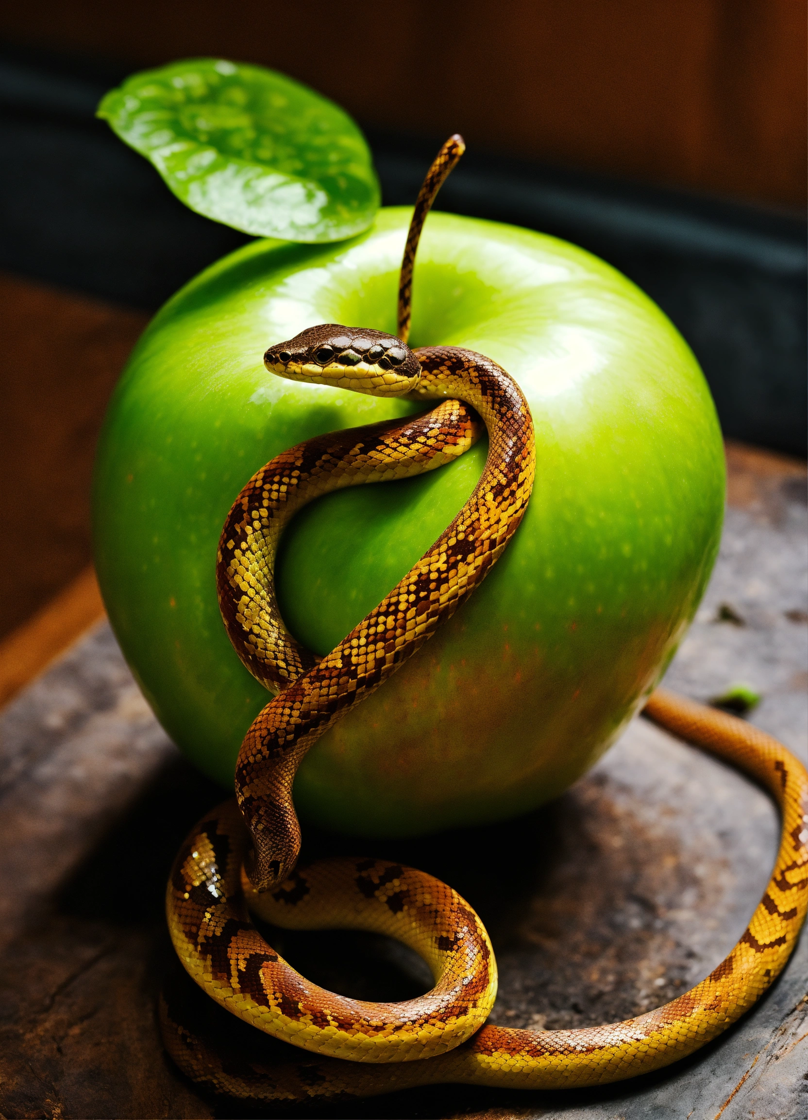 Lexica - A snake wrapped around an apple