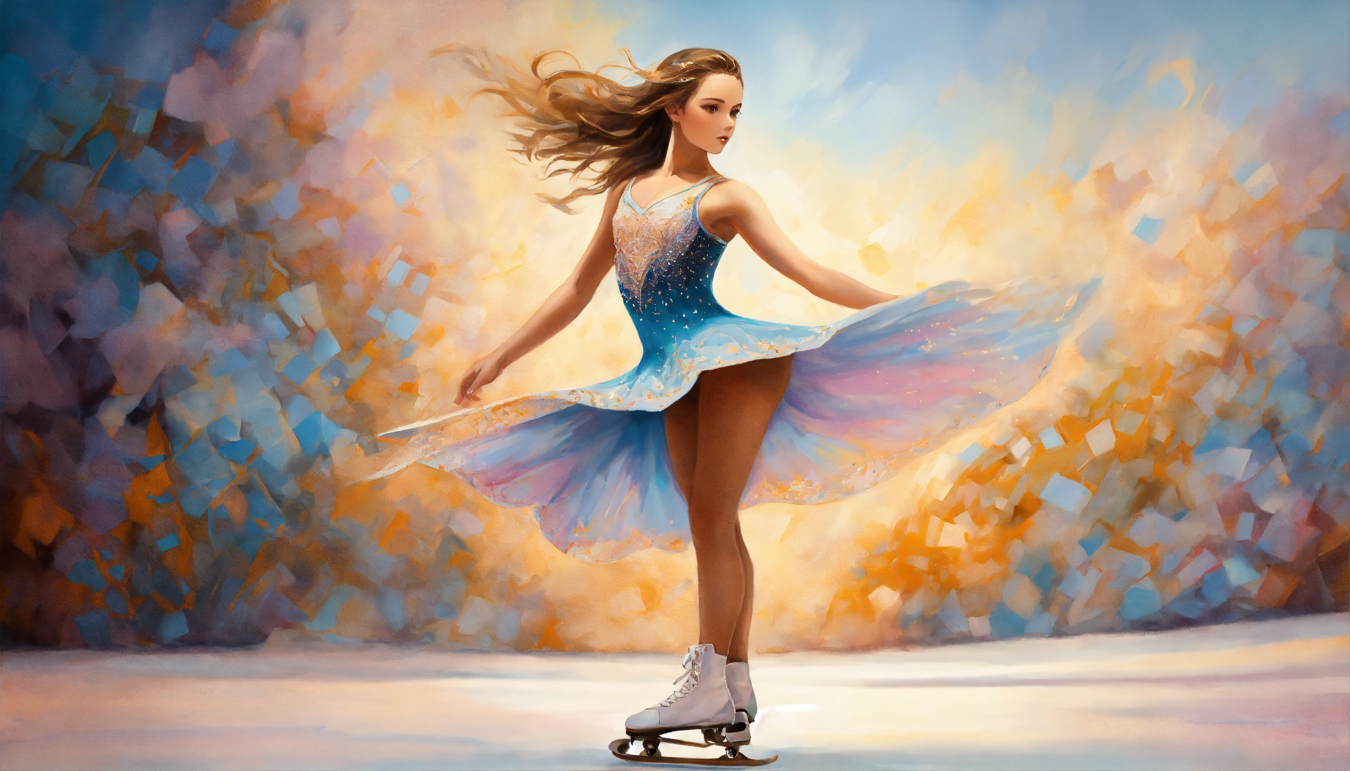 Lexica - Painting of a young female figure skater wearing a detailed ...