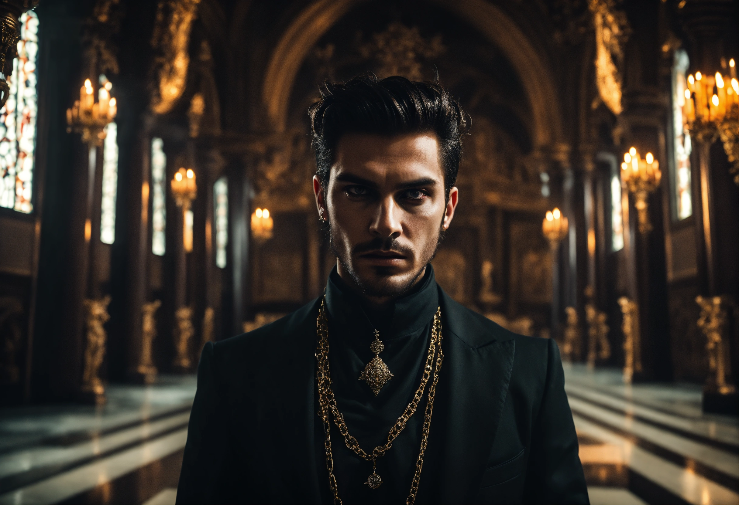 Lexica - Sinister and dramatic portrait of a young handsome evil cult ...