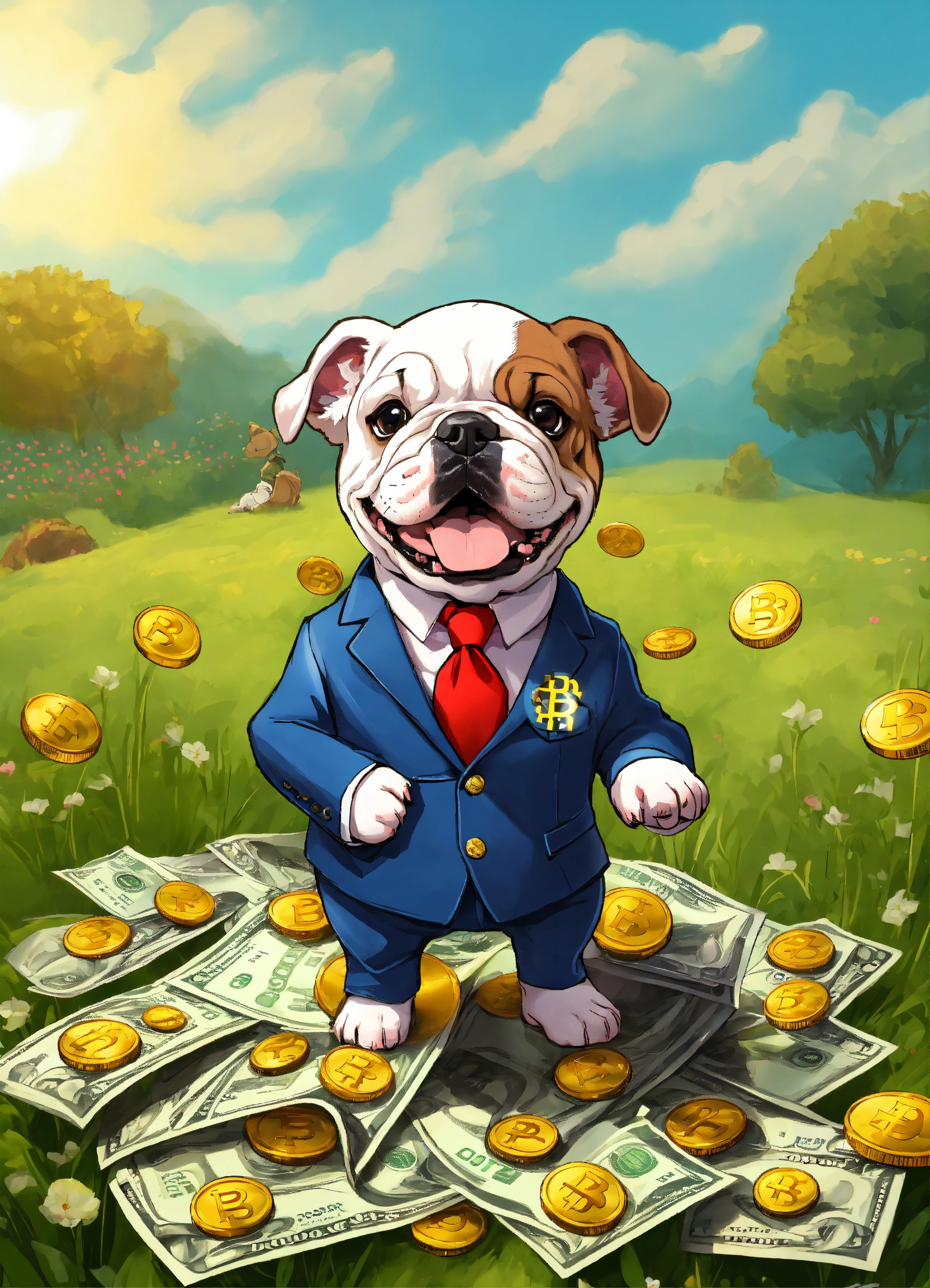 Lexica - Image of a millionaire bulldog puppy, dressed in an elegant ...