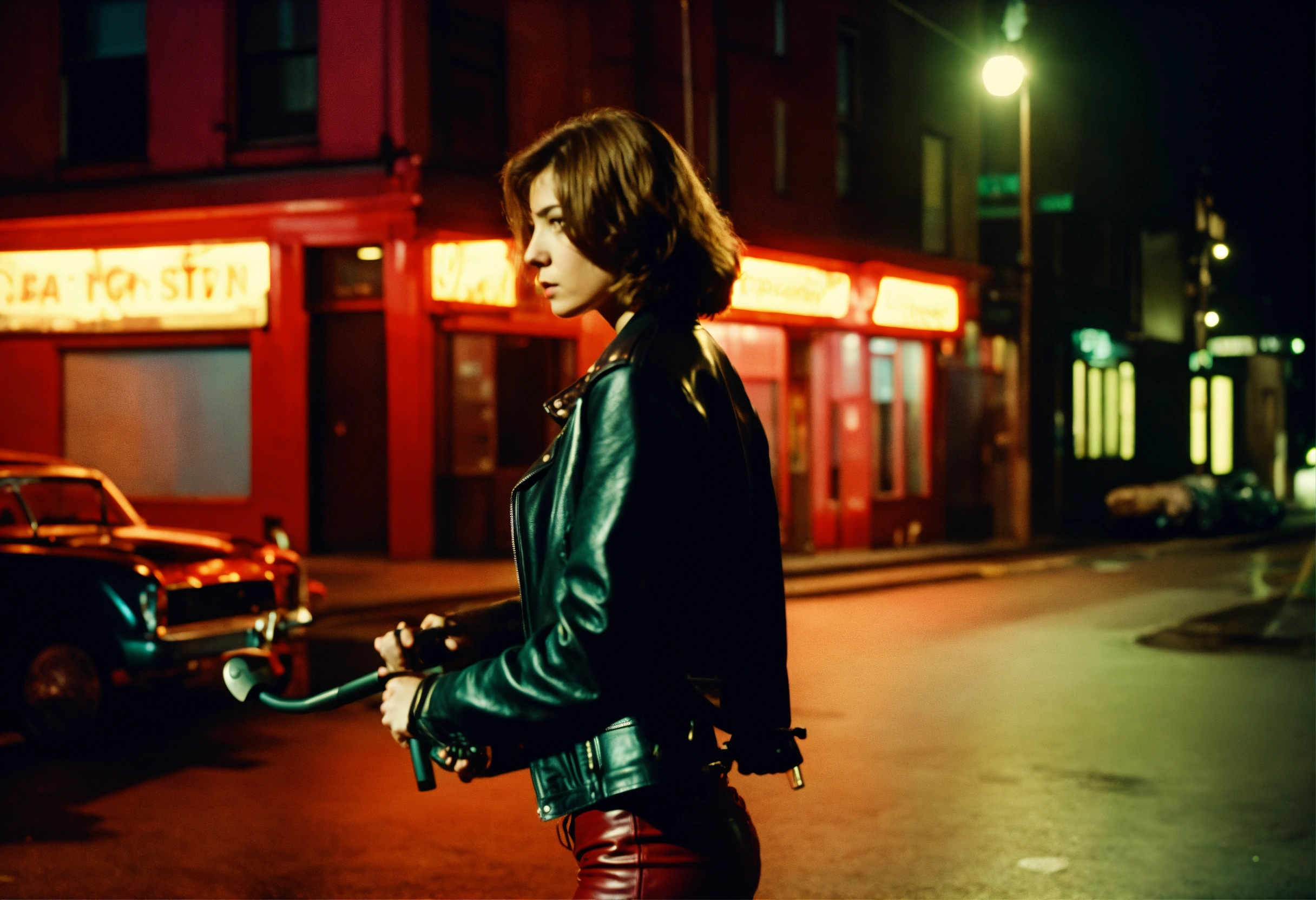 Lexica - Hip level shot, female figure, holding a hammer, cropped to ...