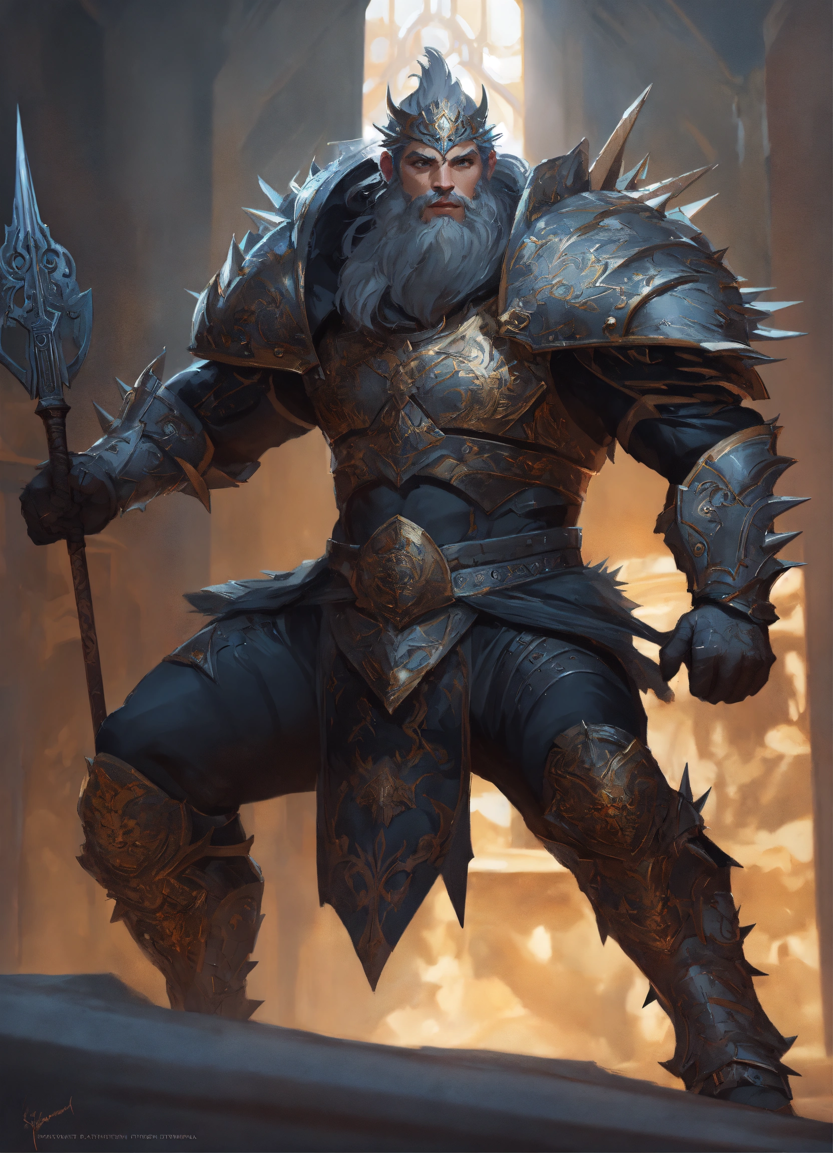Lexica - Grey skinned Goliath fighter with tattoos in spiky black armor ...