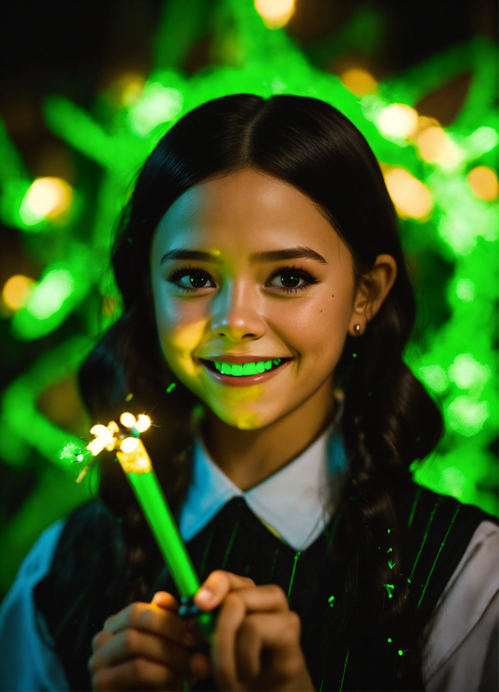 Lexica - Jenna Ortega as Wednesday Addams, grinning maniacally at the ...